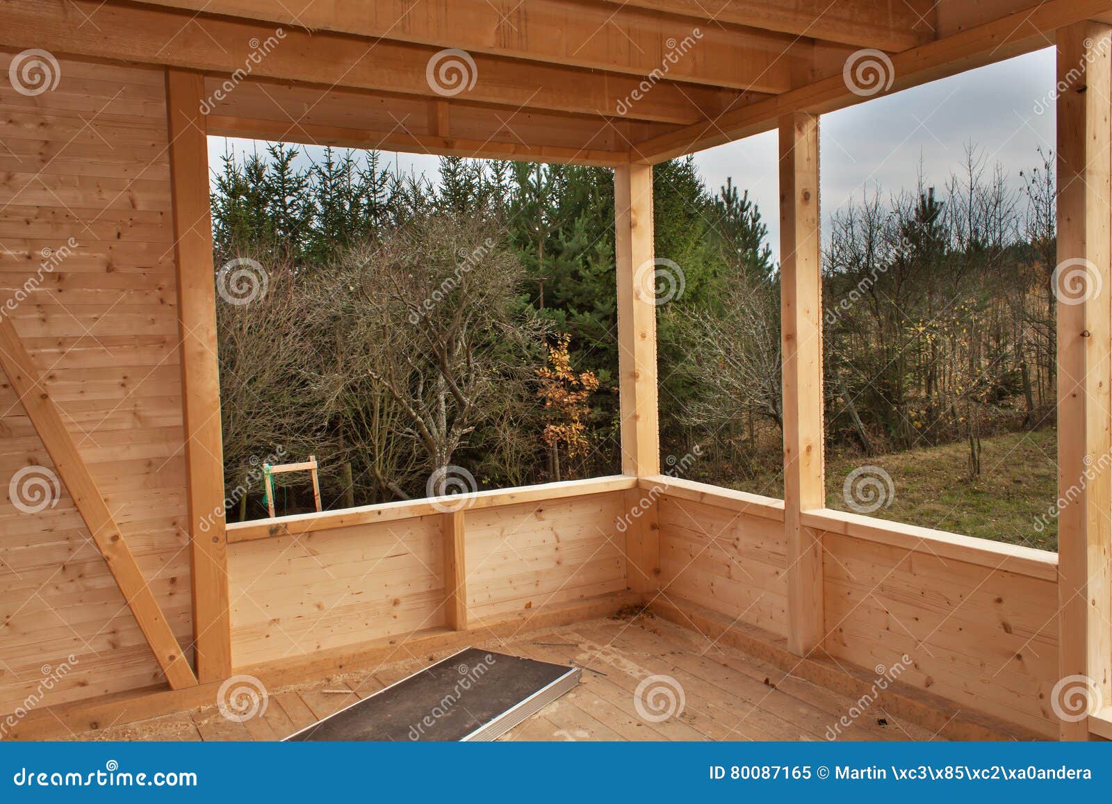 Empty Building Site Ecological House. External Work on the Building ...