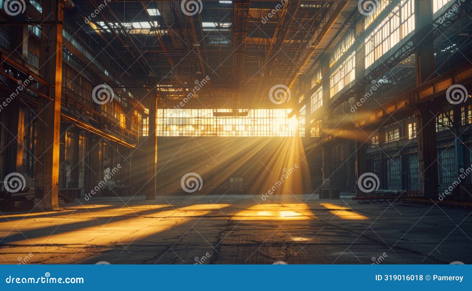 Empty Building Structure with Sunlight Streaming through Steel Beams ...