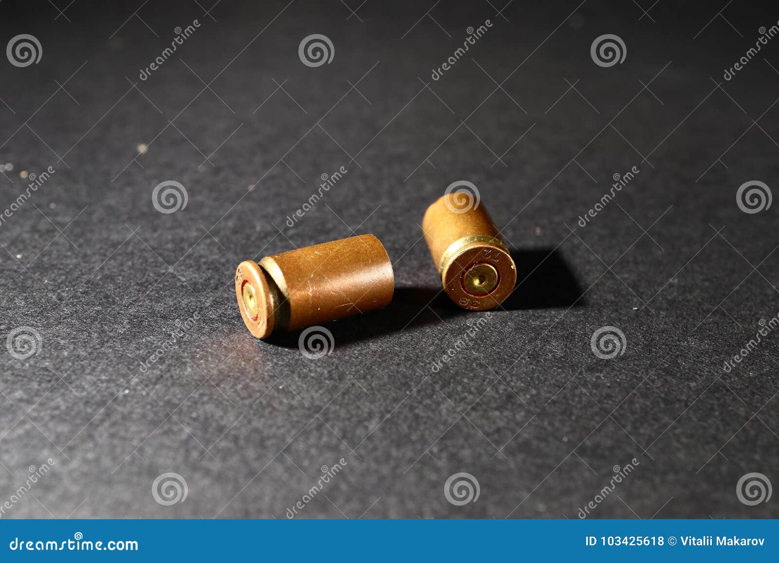Empty Bullet Shell Casings, on a Black Background, Smoke Stock Photo ...