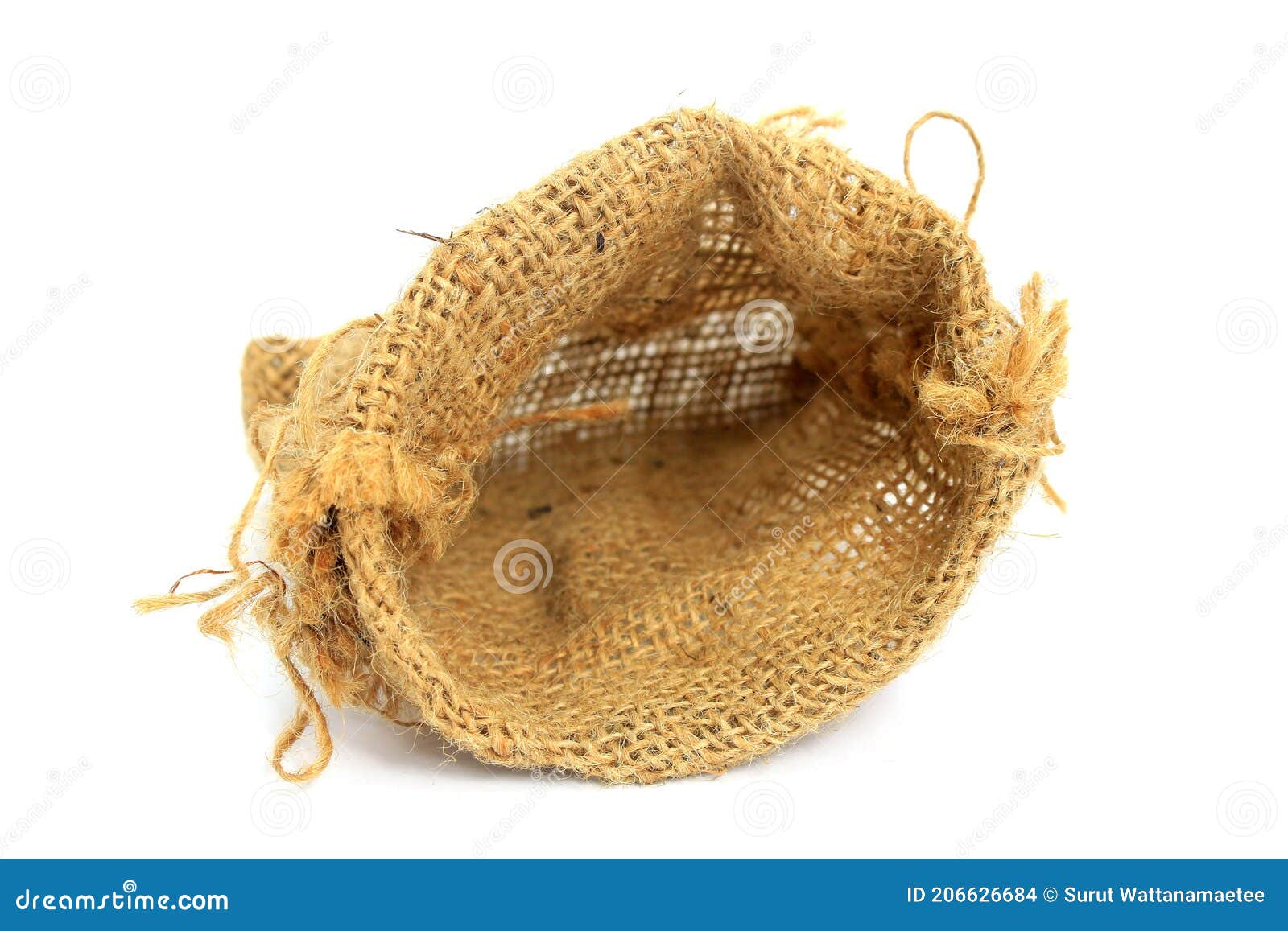 Empty Burlap Sack Bag Isolated on White Background Stock Photo - Image ...