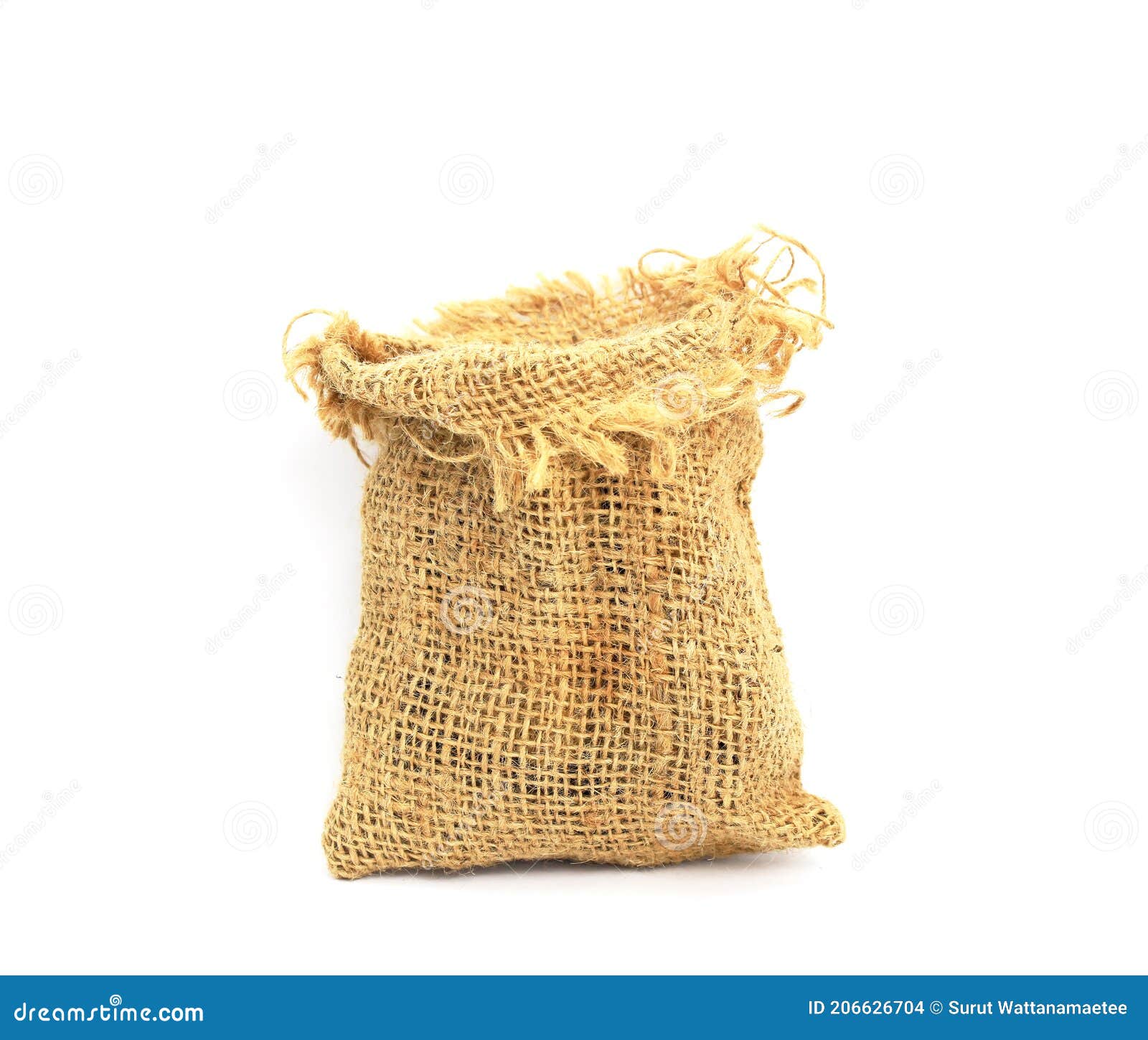 Empty Burlap Sack Bag Isolated on White Background Stock Photo - Image ...