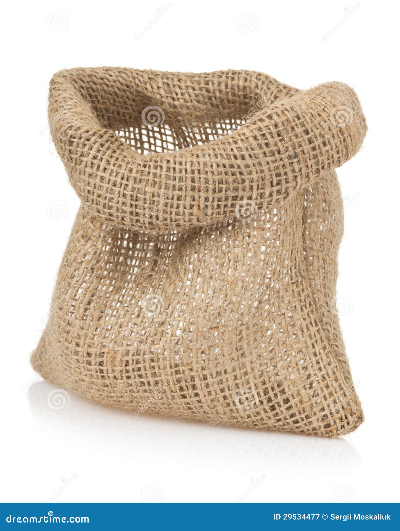 Empty Burlap Sack Bag on White Stock Image - Image of horizontal ...