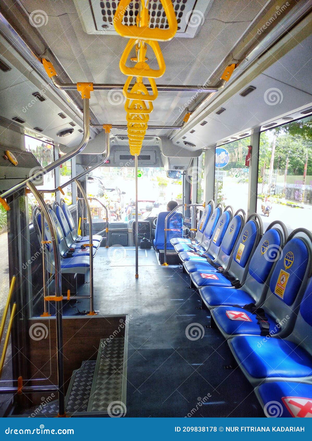 Empty Bus Seats Inside Physical Distancing Seat with X Mark Stock Photo ...