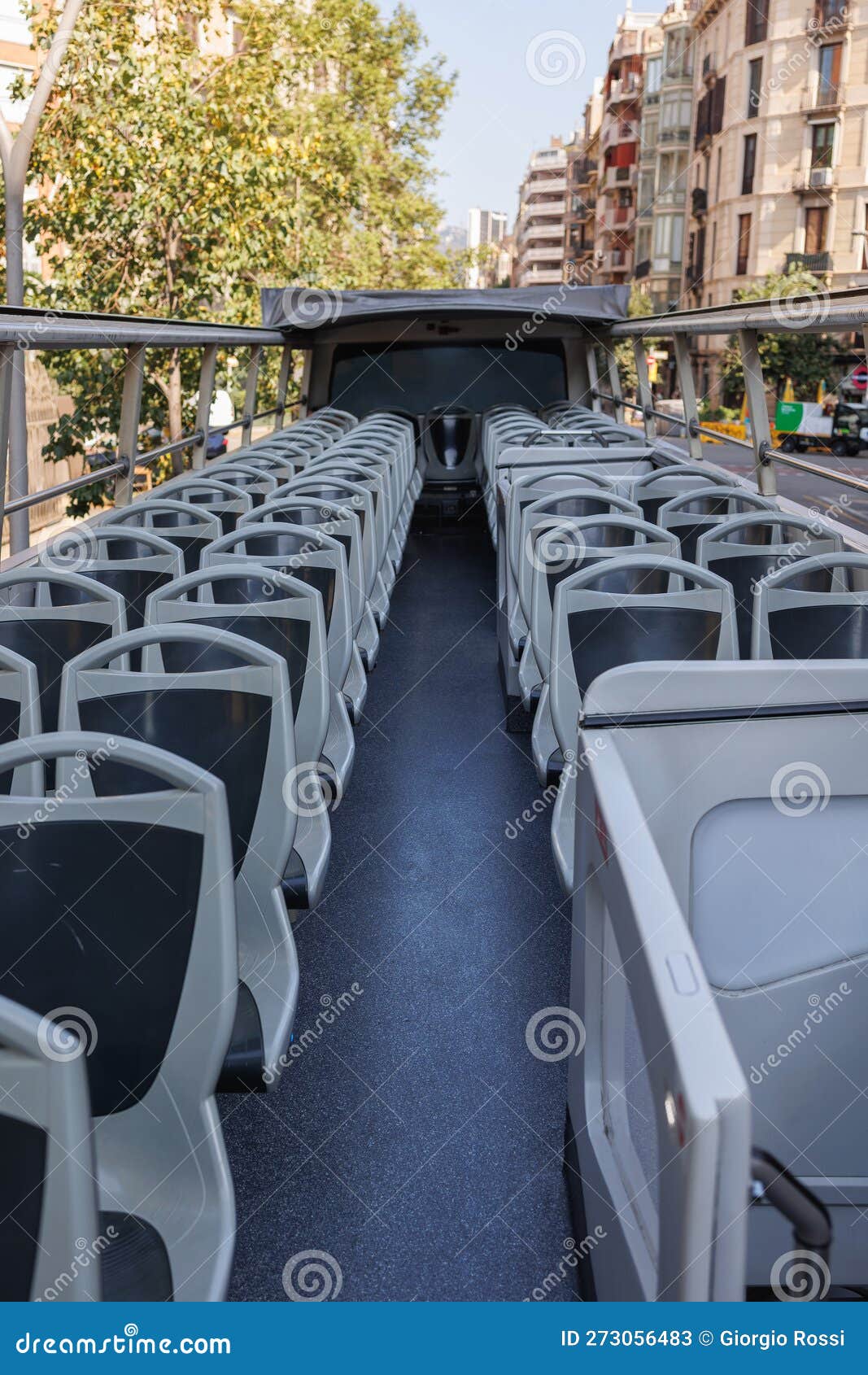Empty Bus Seats of the Upper Deck of a Double Decker Touristic Bus ...