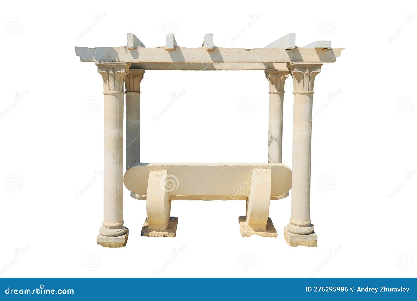 Empty Bus Stop with Columns in the Style of Ancient Rome or Greece in ...