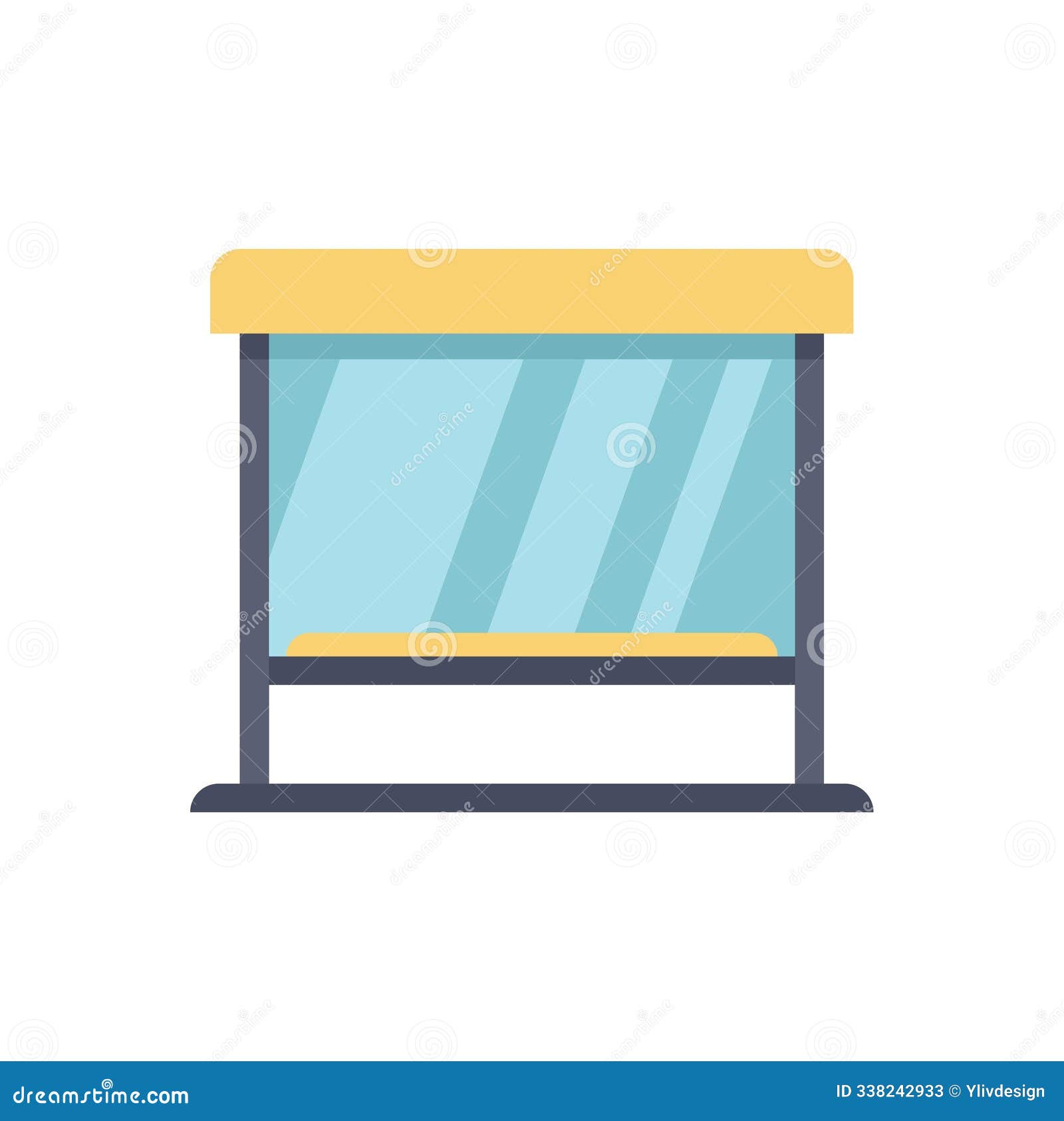 Empty Bus Stop with Glass Walls and Bench on White Background Stock ...