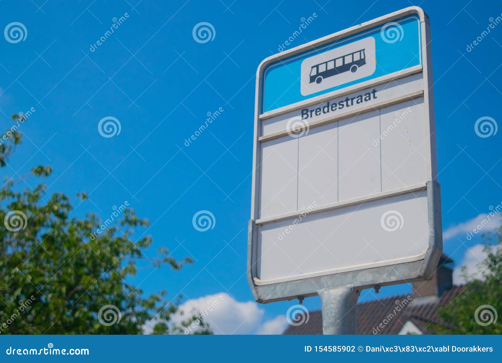 Empty Bus Stop Sign, Dutch Bus Sign Stock Photo - Image of white ...