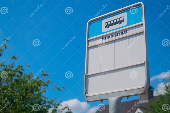 Empty Bus Stop Sign, Dutch Bus Sign Stock Photo - Image of white ...