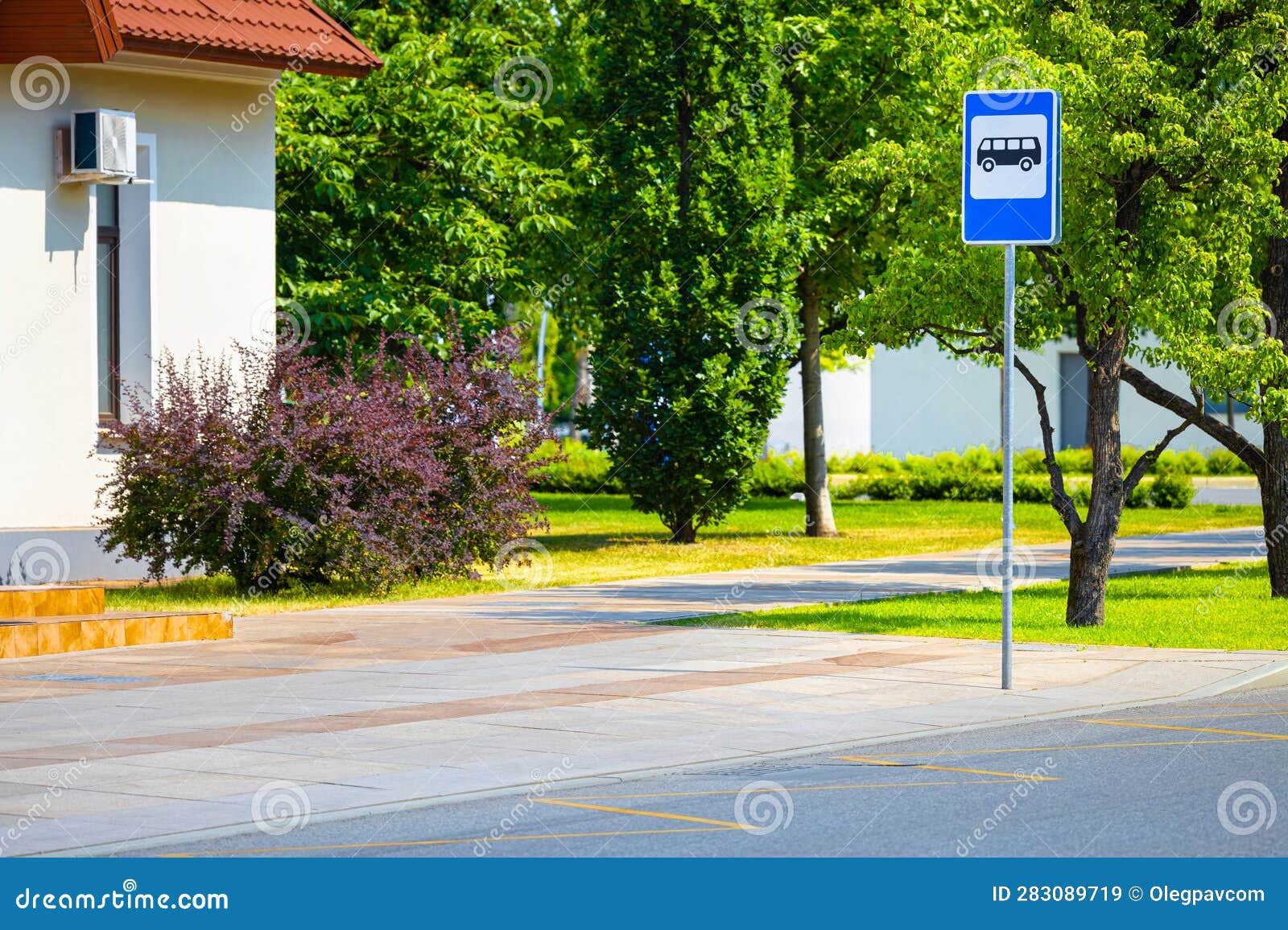 Empty Bus Stop in a Small Town. Stock Image - Image of deserted, symbol ...
