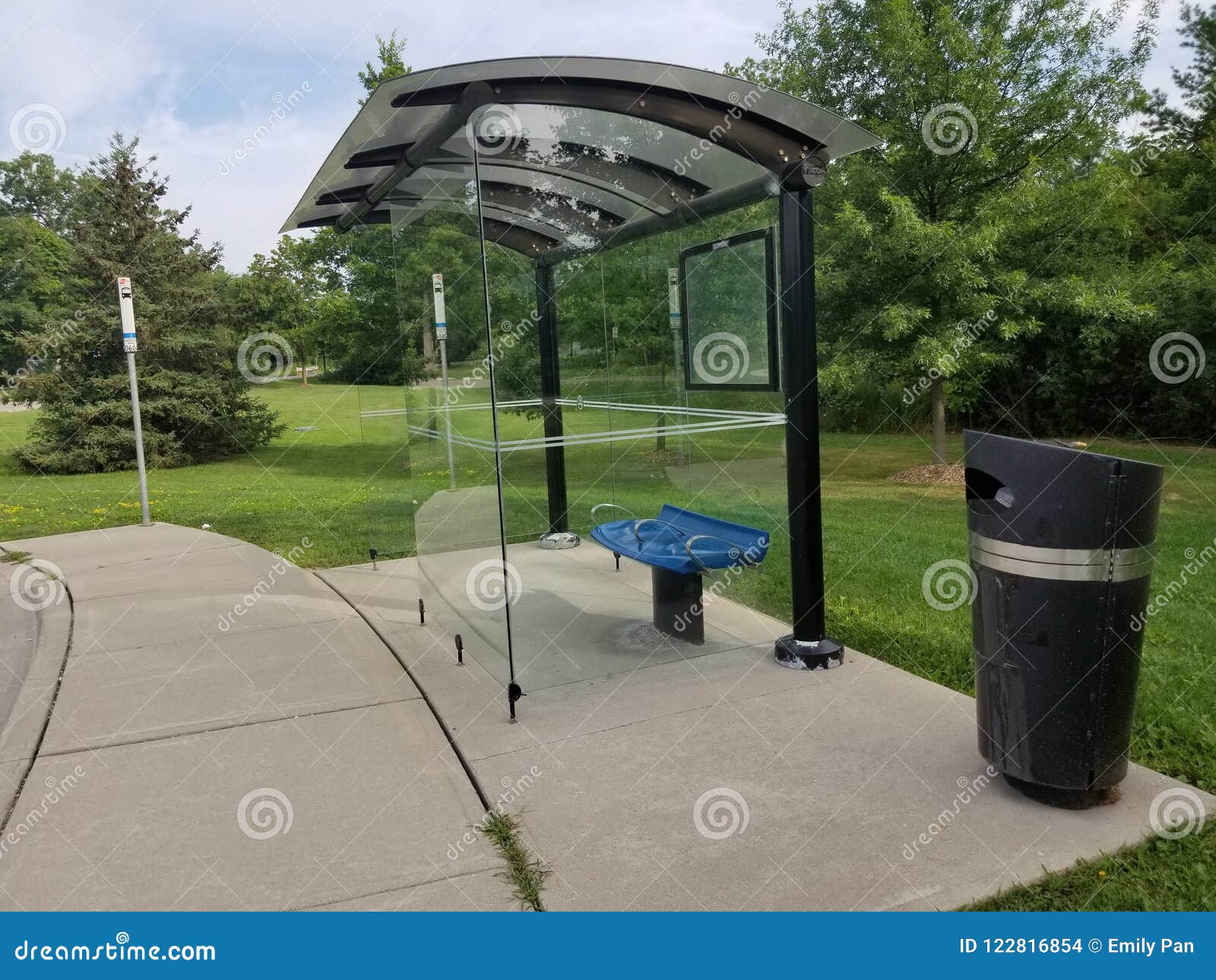 An Empty Bus Stop stock photo. Image of stop, trees - 122816854