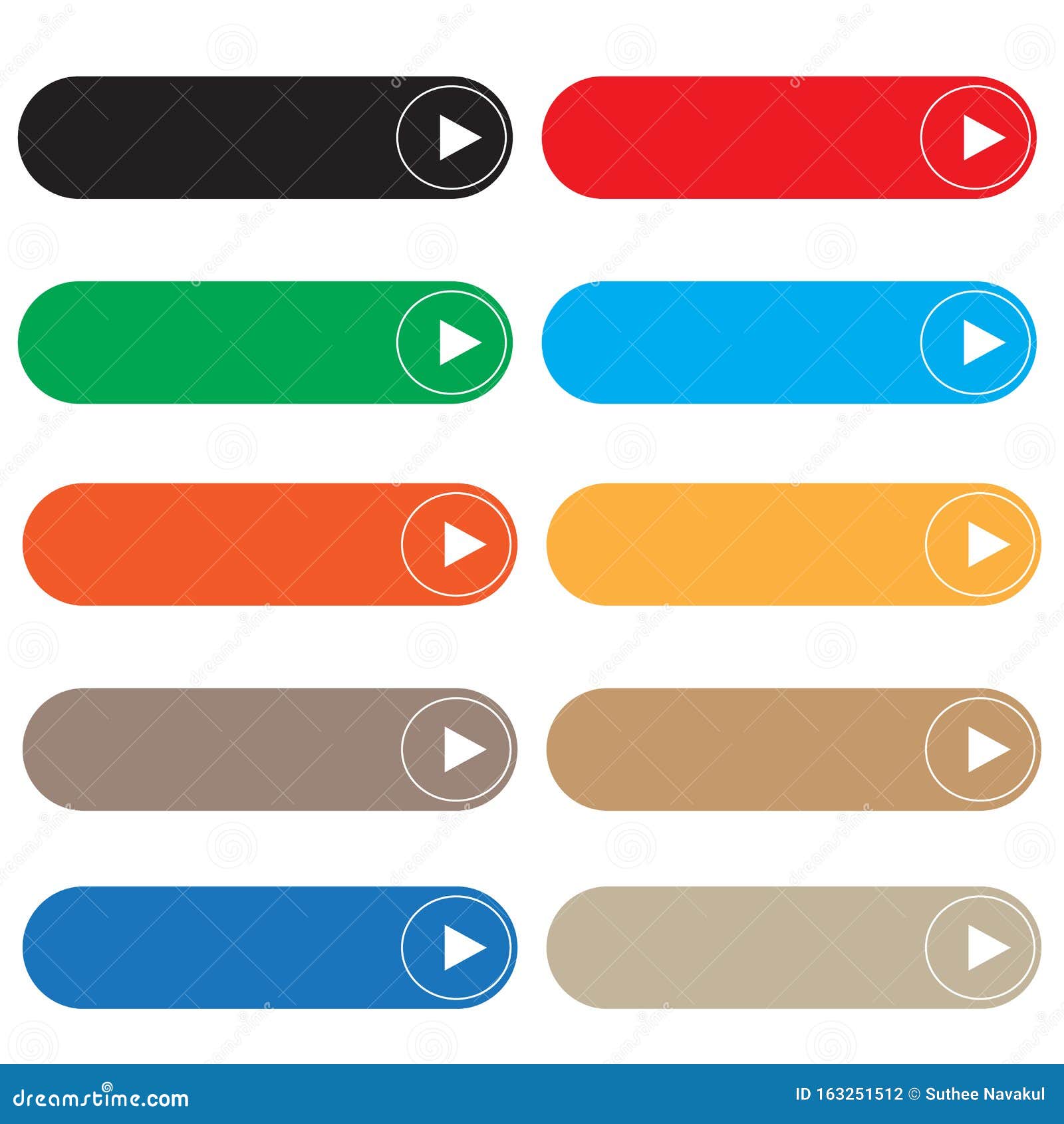 Empty Button on White Background. Flat Style. Rectangle Web Elements ...