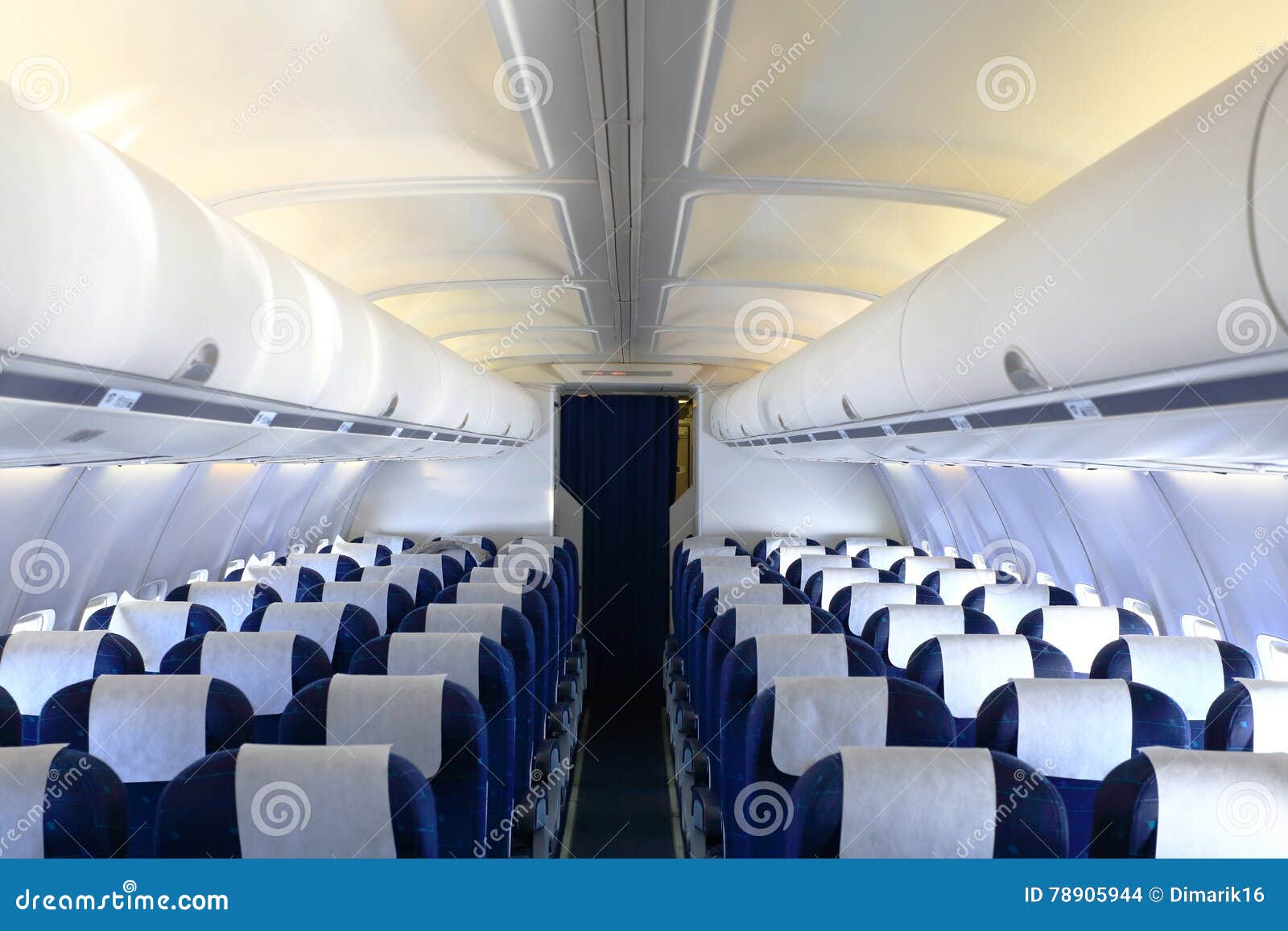Empty cabin of airplane stock photo. Image of white, window - 78905944
