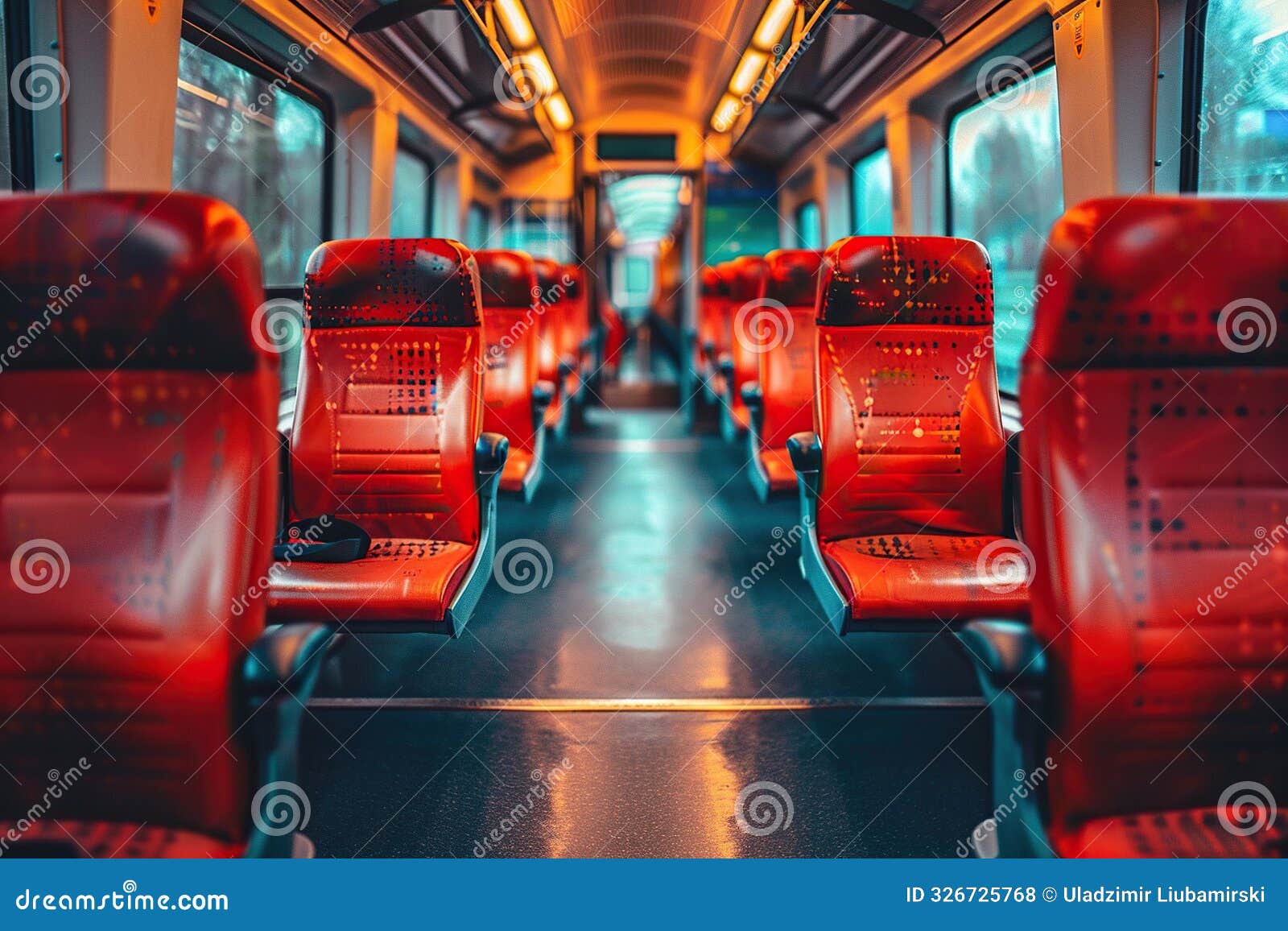 Empty Cabin of a Modern Passenger Train. Interior of a Modern European ...