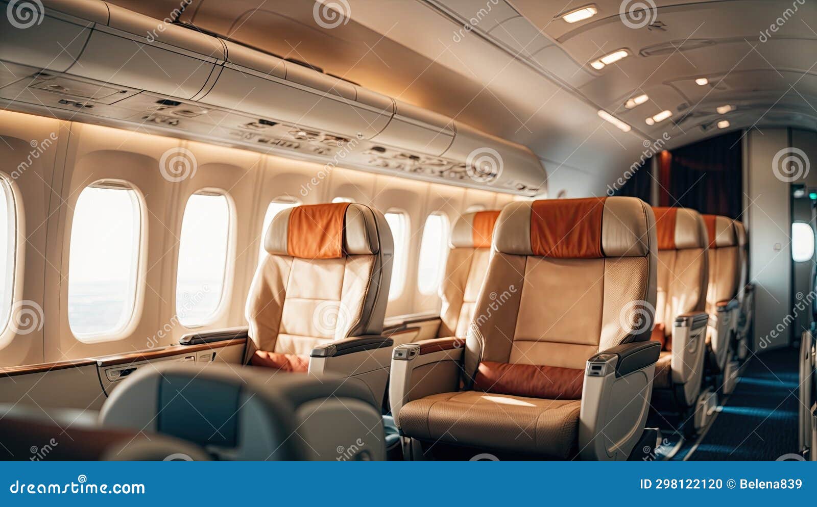 Empty Cabin of a Private Plane with Comfortable Seats, in Flight ...