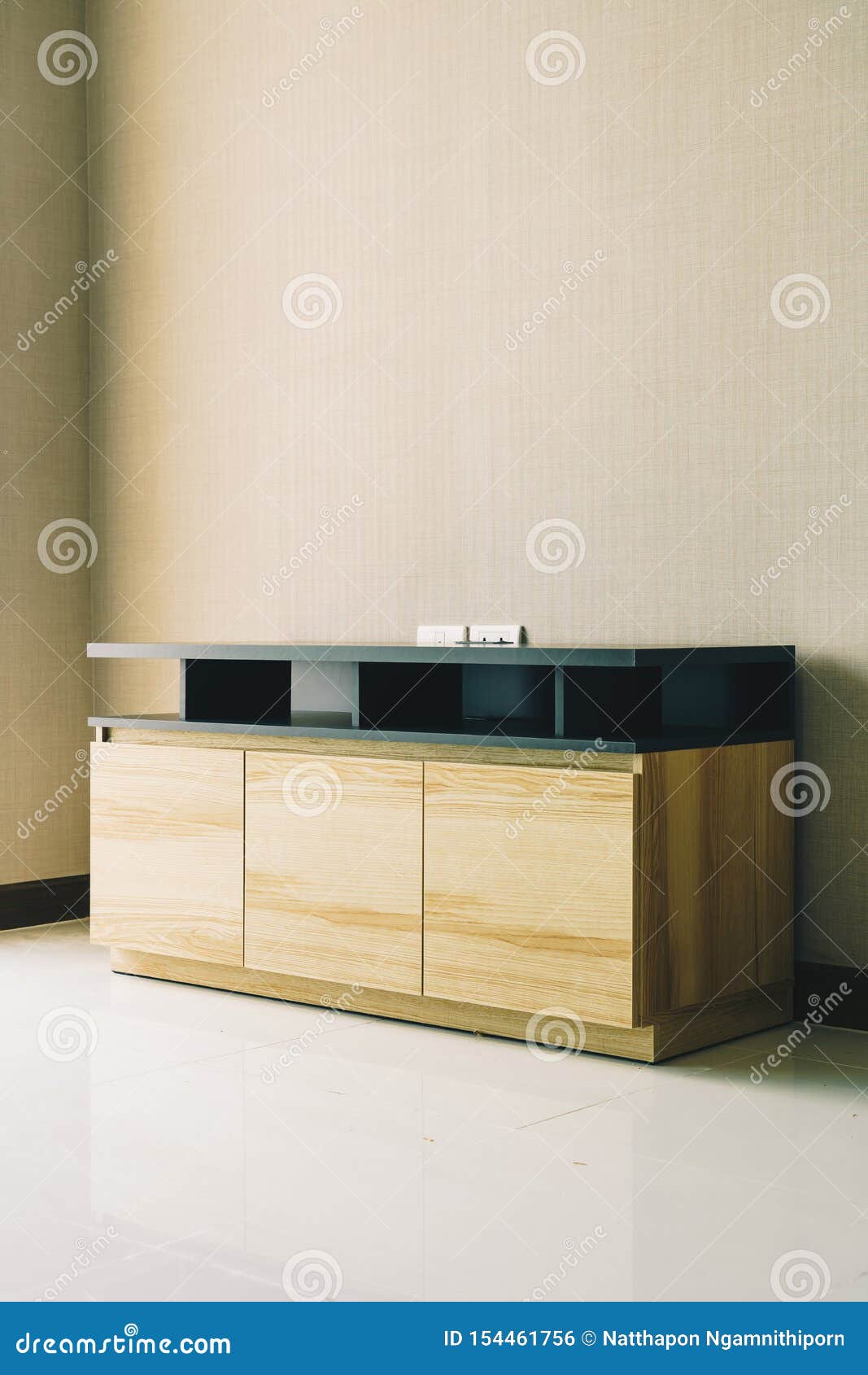 Empty Cabinet in Room Interior Stock Photo - Image of shelves, floor ...