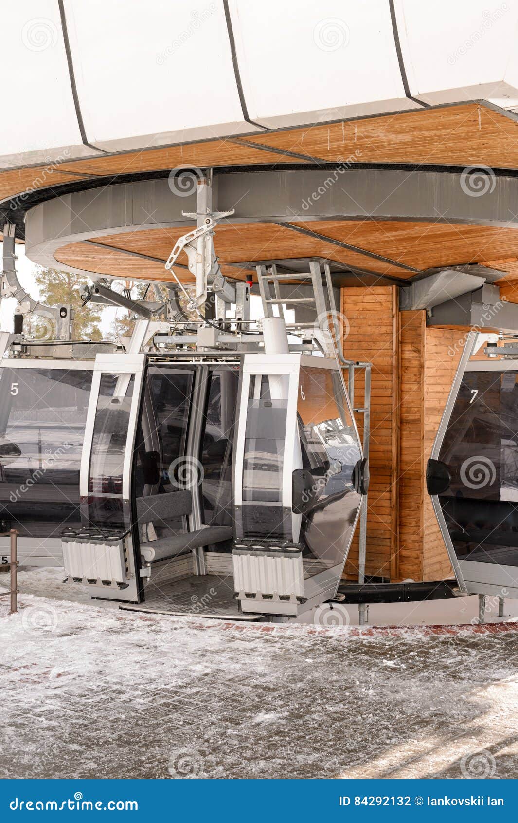 Empty Cable Car Stop with a Mountain Stock Photo - Image of cable ...
