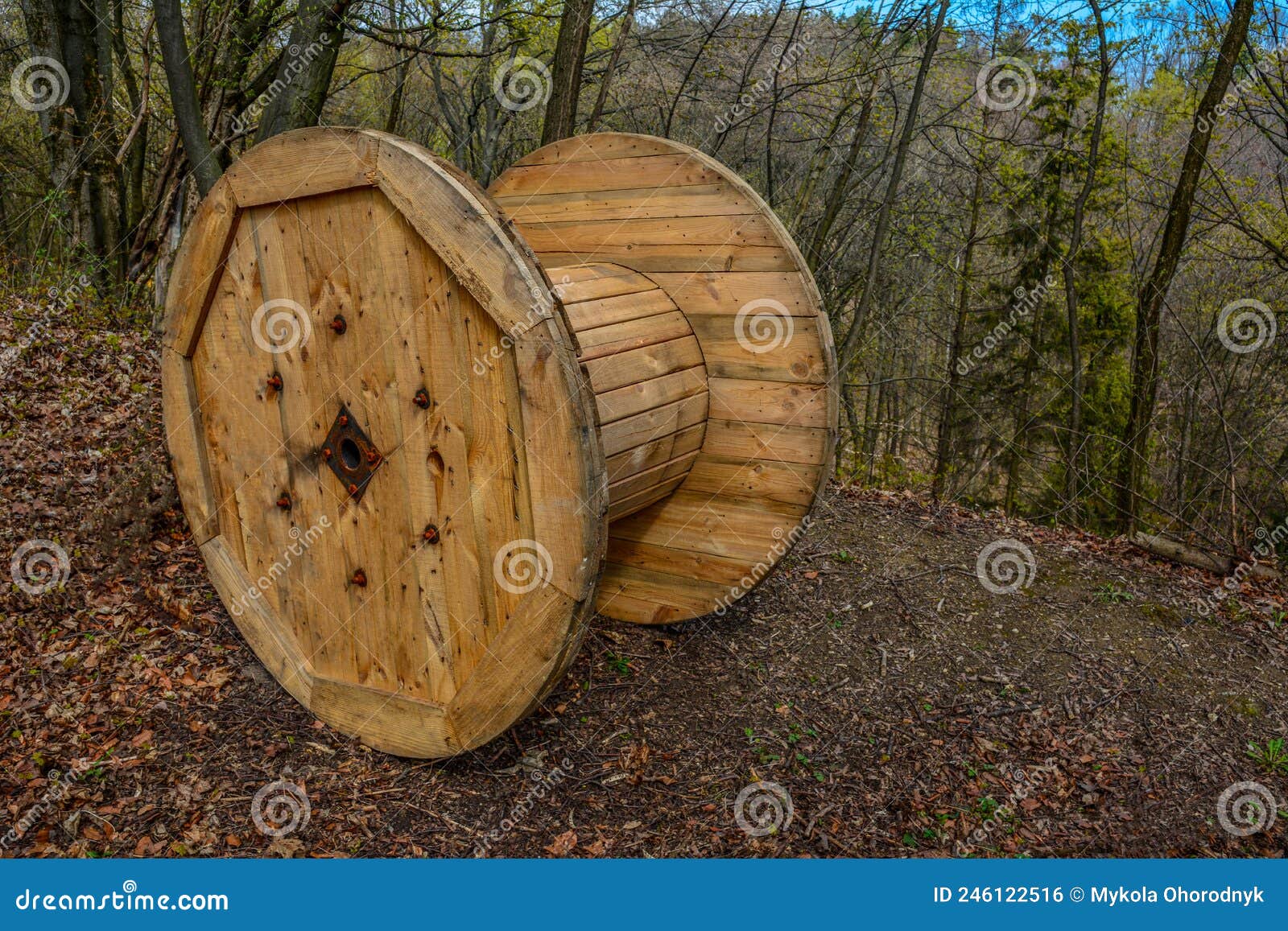 An Empty Cable Reel is Left on Site. the Problem of Ecology Stock Photo ...