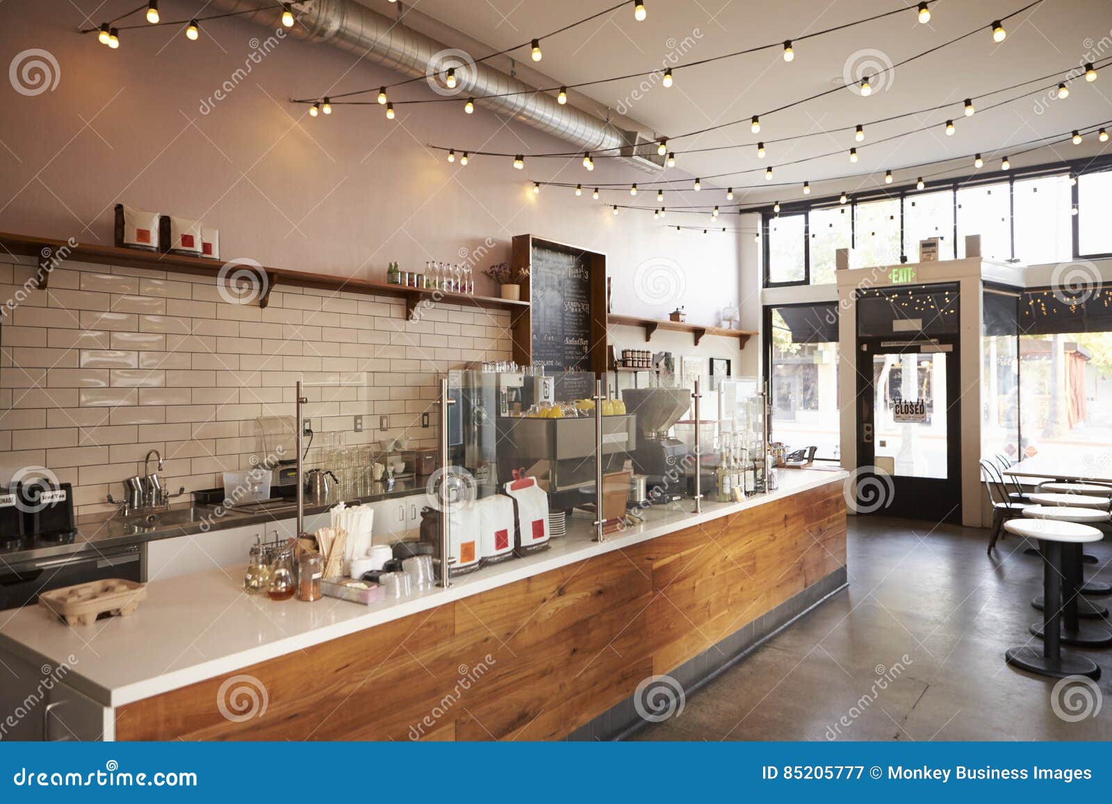 Empty Cafe or Bar Interior, Daytime Stock Image - Image of business ...