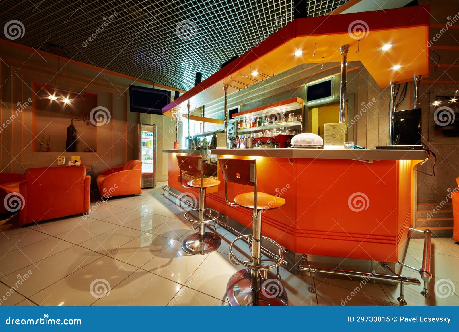 Empty cafe-bar interior stock image. Image of beverage - 29733815