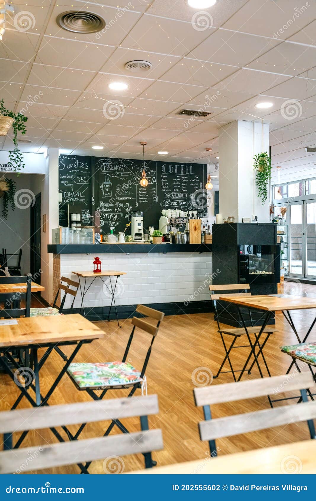 Empty Cafe Interior with Chairs and Tables Stock Photo - Image of ...