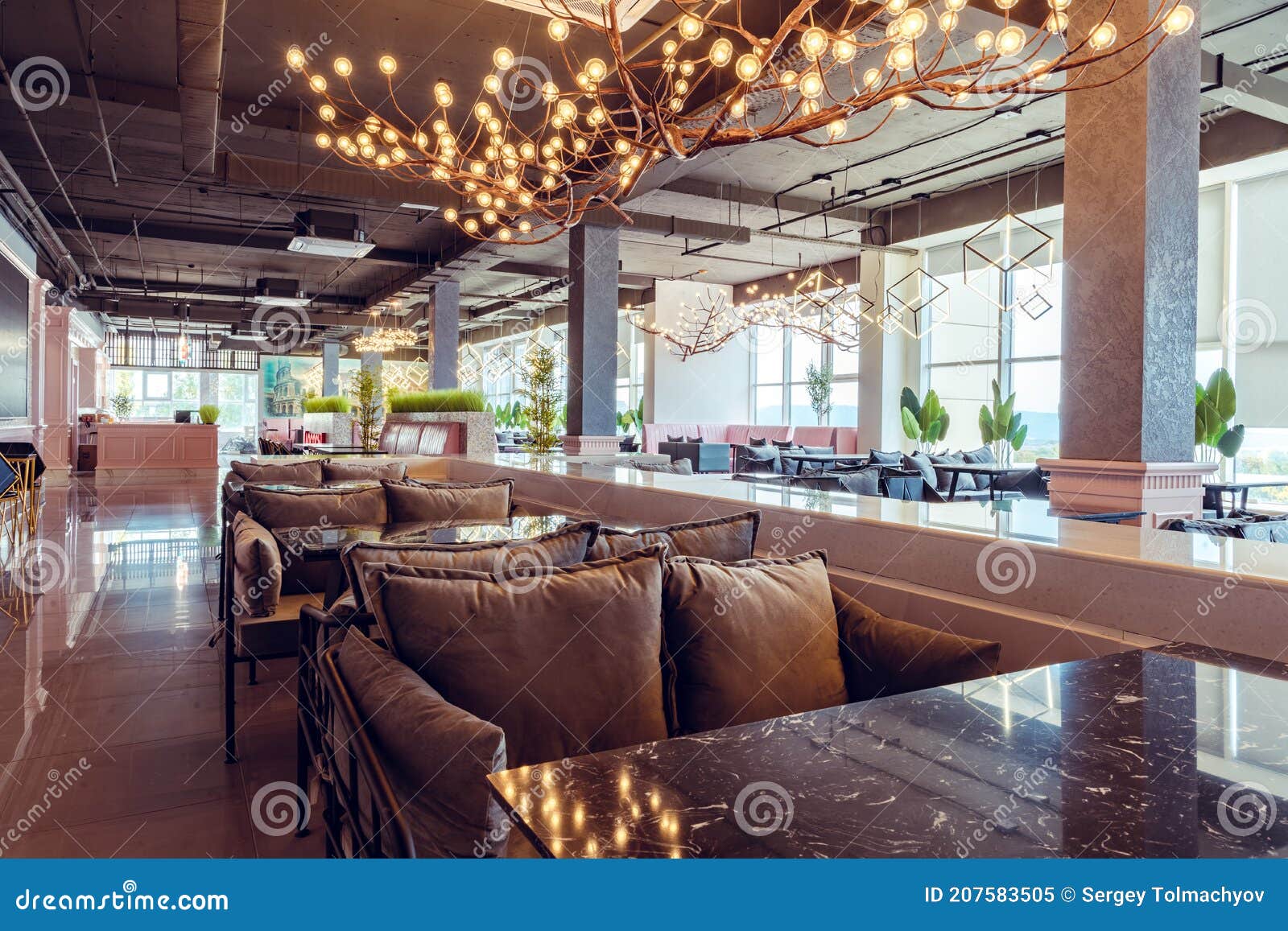 Empty Cafe or Restaurant Interior at a Daytime Stock Image - Image of ...