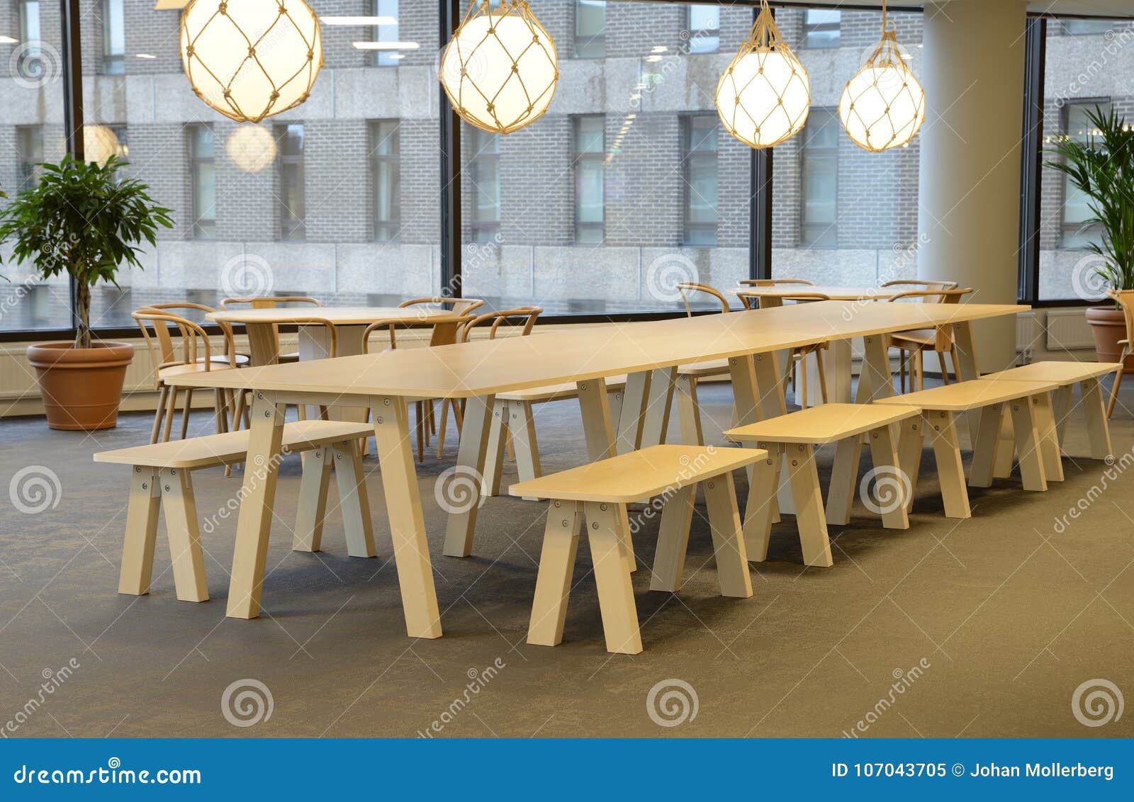 An Empty Cafeteria Interior Shot Stock Image - Image of concrete, chair ...