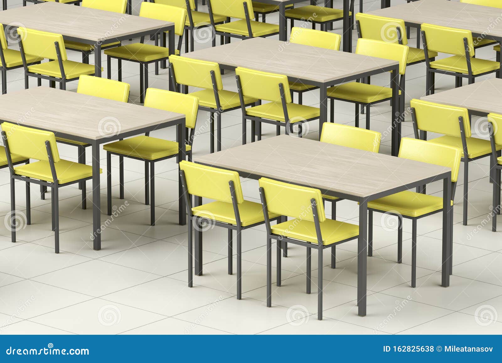 Empty Cafeteria with Modern Furniture Stock Illustration - Illustration ...