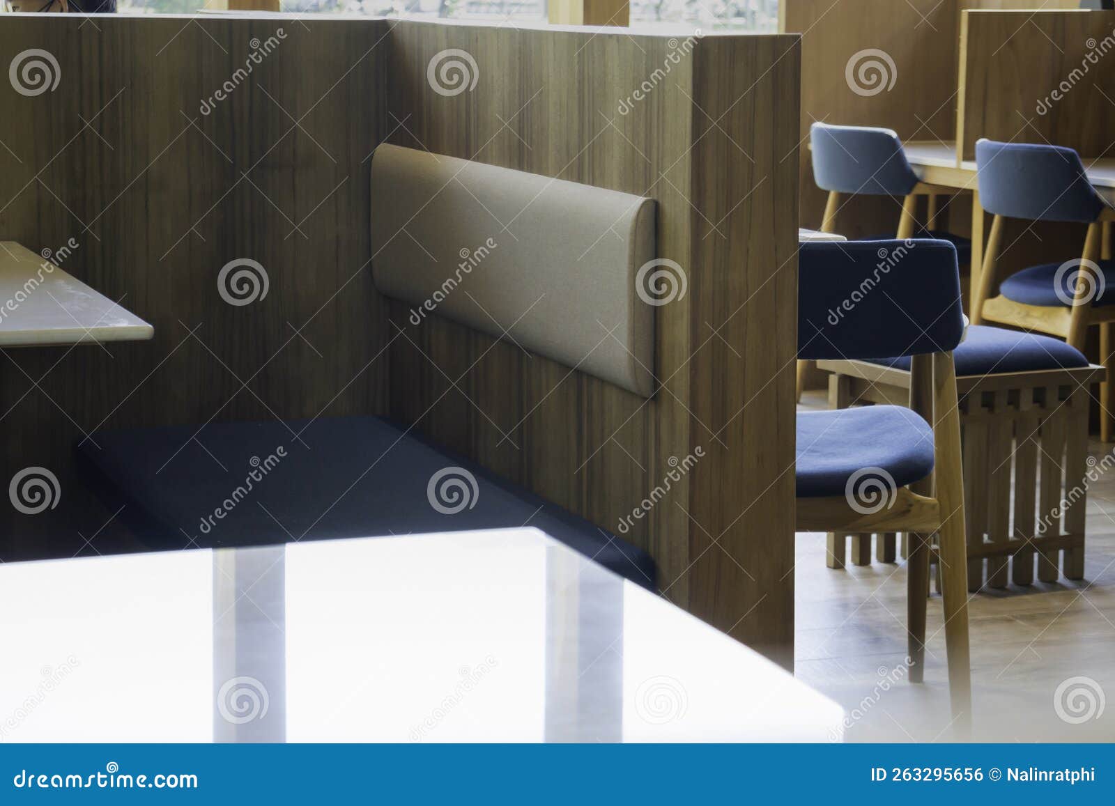 Empty Cafeteria or Restaurant Tables with Chairs Stock Photo - Image of ...