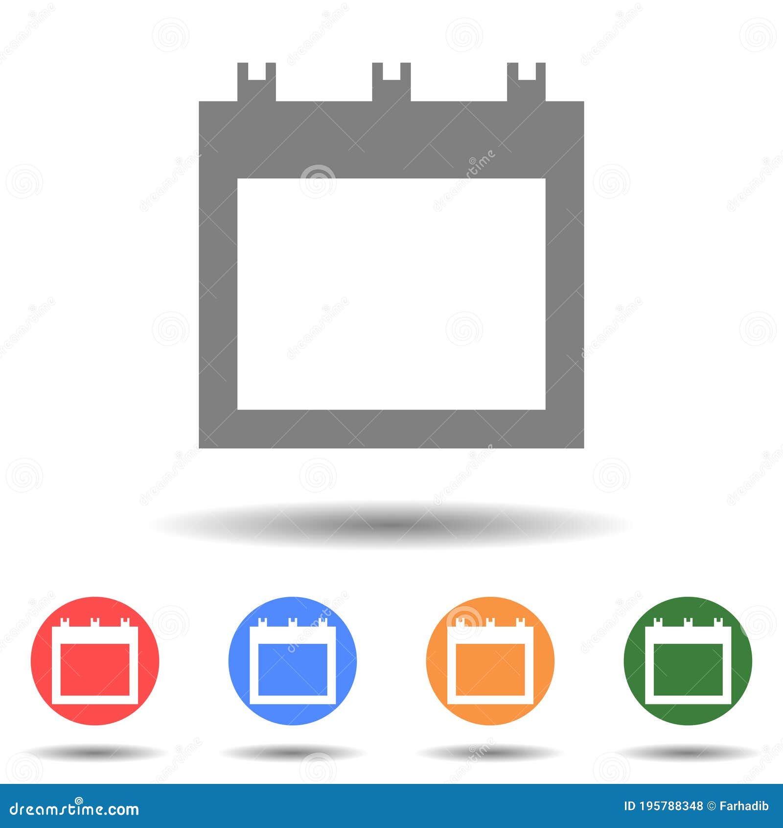 Empty calendar icon vector stock vector. Illustration of number - 195788348