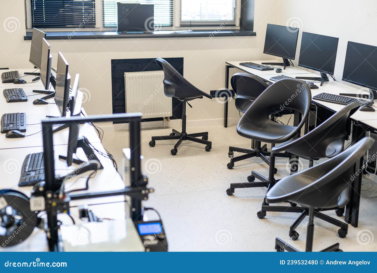 Empty Call Center, Laptop on Desk at Office. Stock Photo - Image of ...