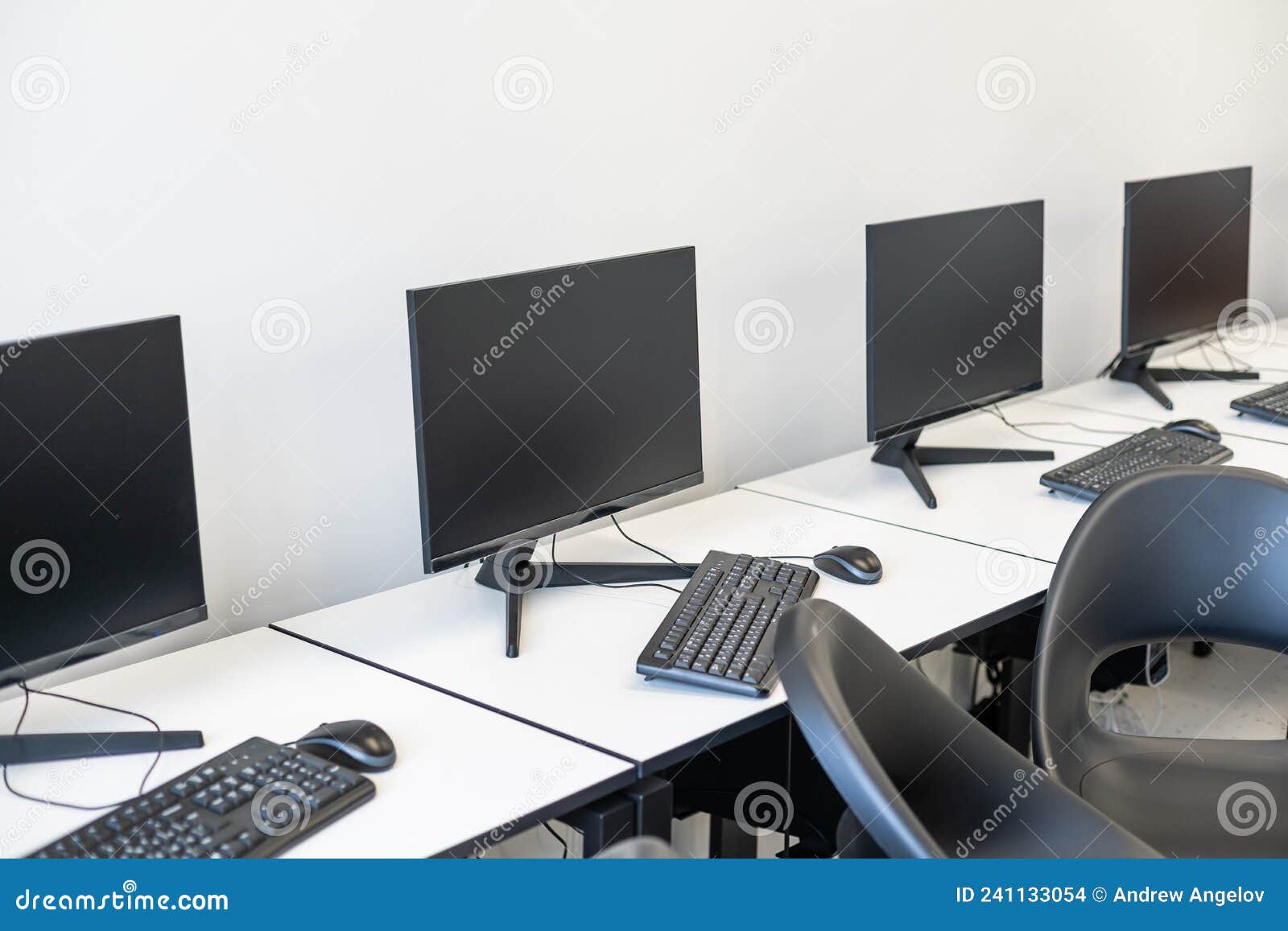 Empty Call Center, Laptop on Desk at Office. Stock Photo - Image of ...