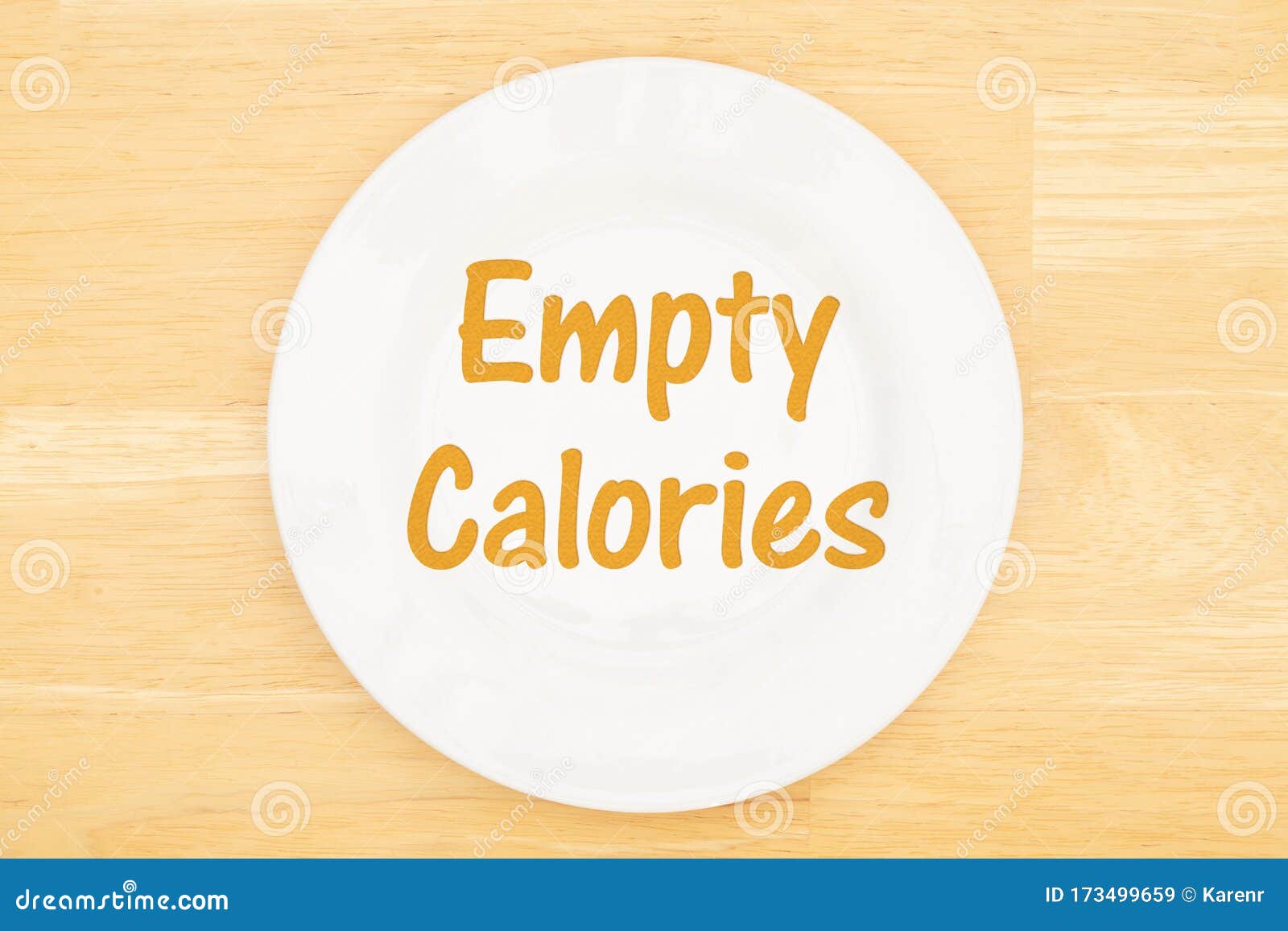 Empty Calories Message on White Empty Plate Stock Image - Image of ...