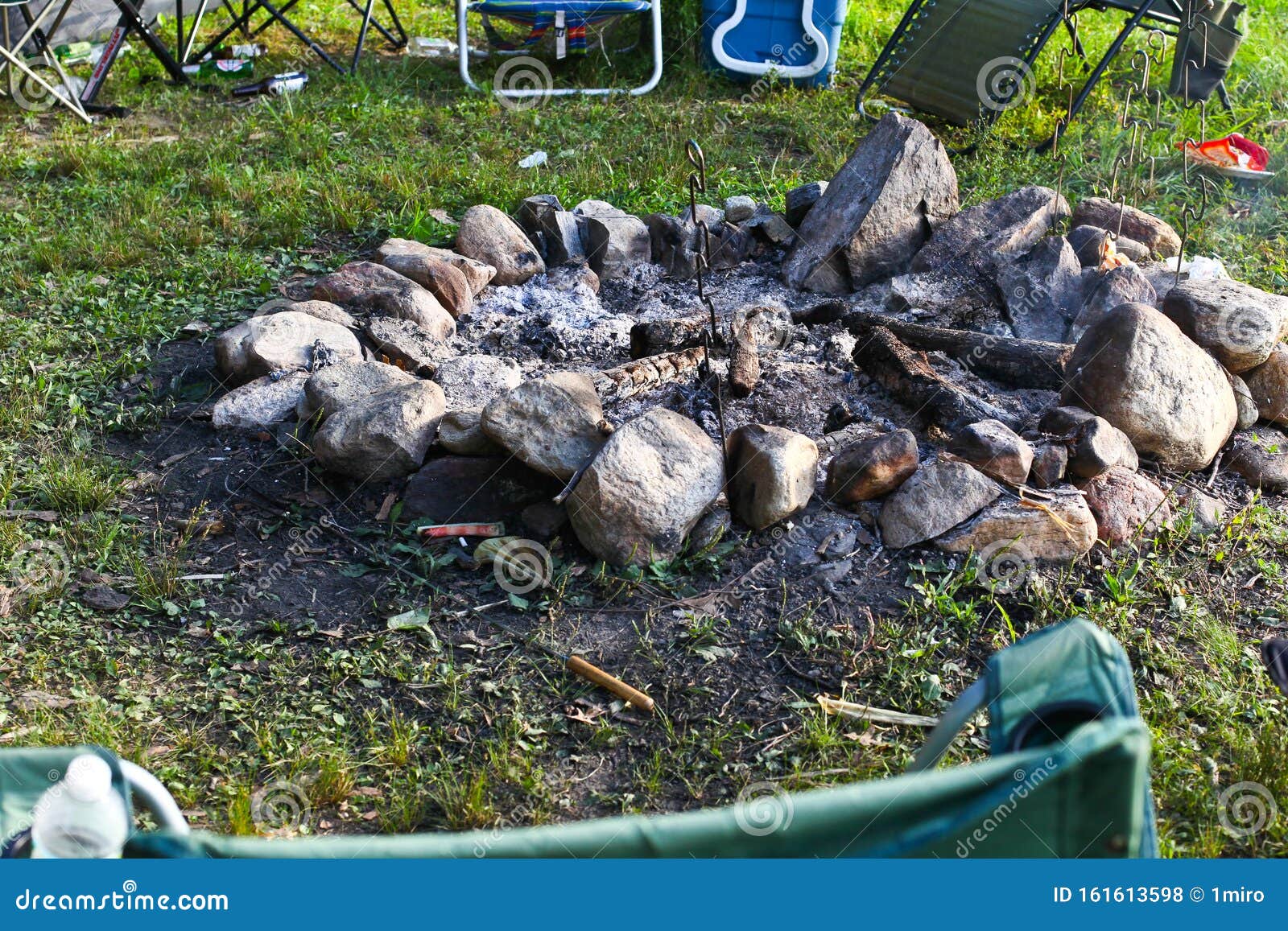Empty Campfire Area from Campground after Grilling Stock Photo - Image ...