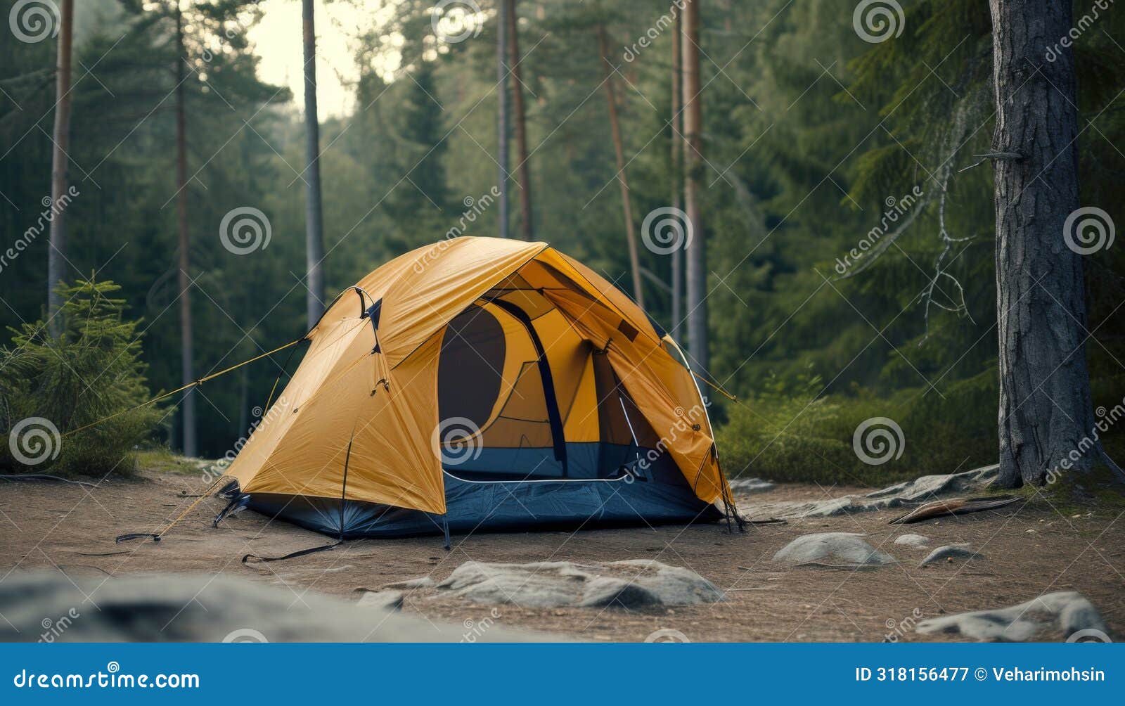 Empty Camping Tent. Camp Trip Concept Stock Illustration - Illustration ...