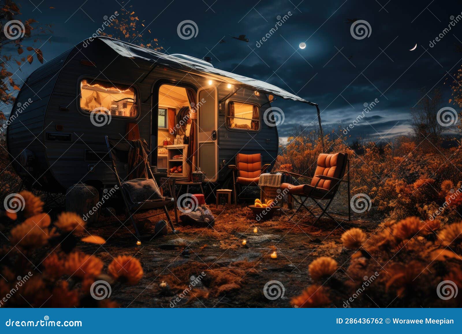 Empty Camping Tent. Camp Trip Concept Stock Photo - Image of campfire ...