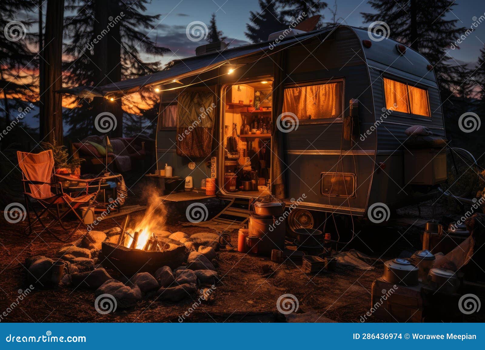 Empty Camping Tent. Camp Trip Concept Stock Illustration - Illustration ...