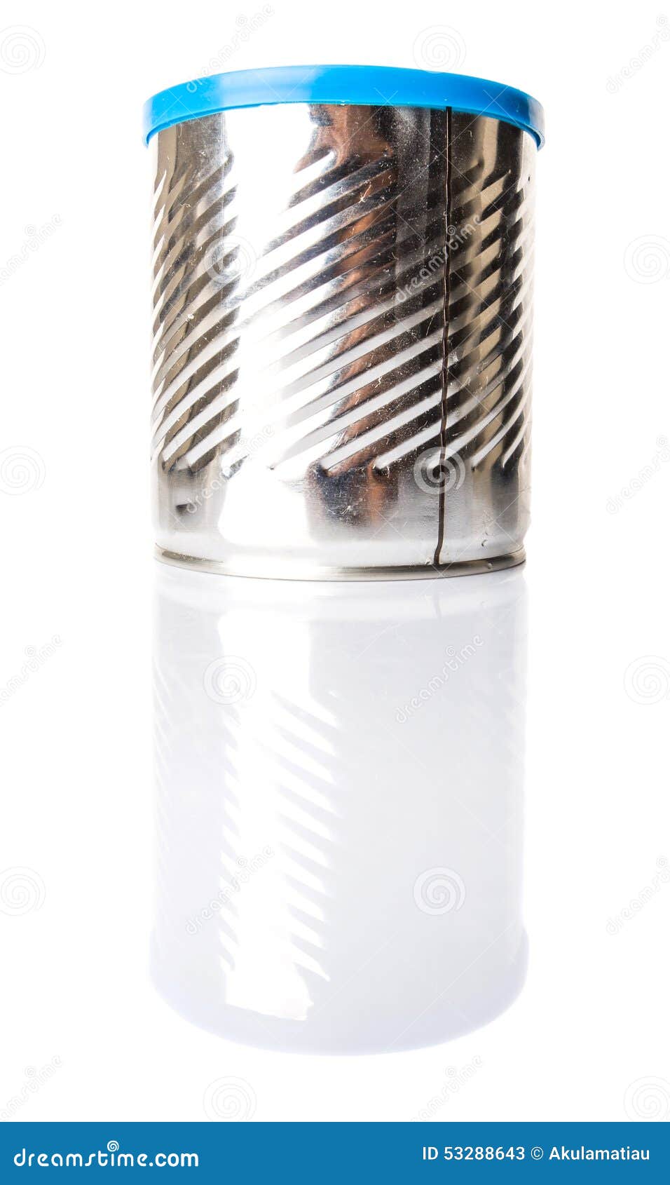 Empty Can with Blue Lid III Stock Image - Image of silver, seam: 53288643