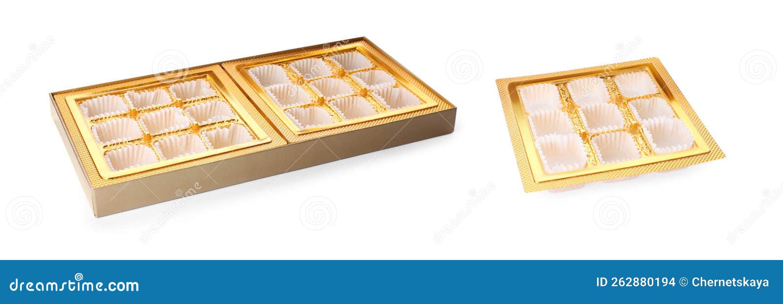Empty Candy Boxes on White Background. Banner Design Stock Photo ...