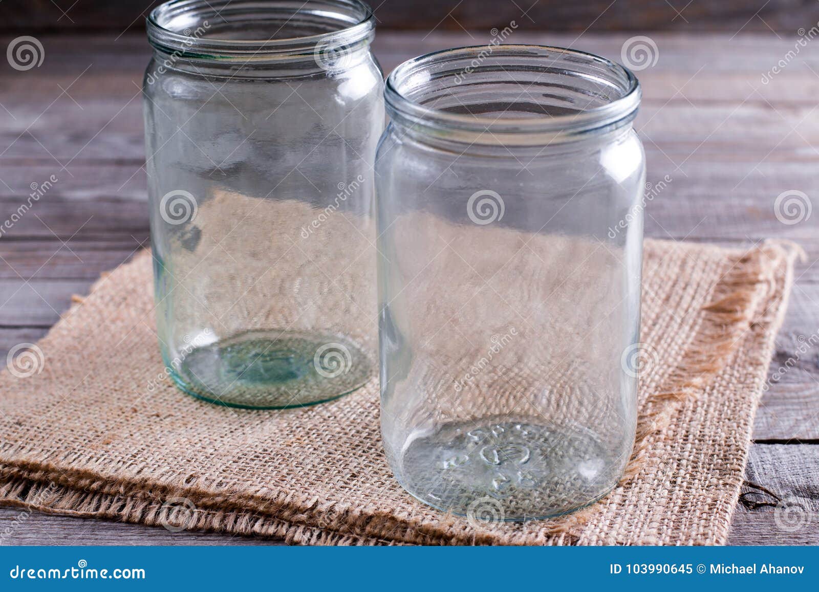Empty Canning Jars Await Use on a Wooden Table Stock Image - Image of ...