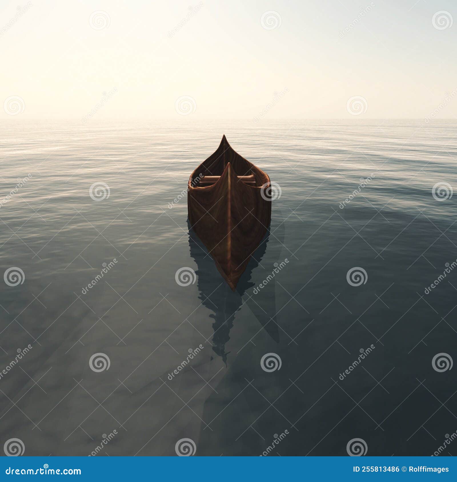 Empty Canoe on the High Seas Stock Illustration - Illustration of ...