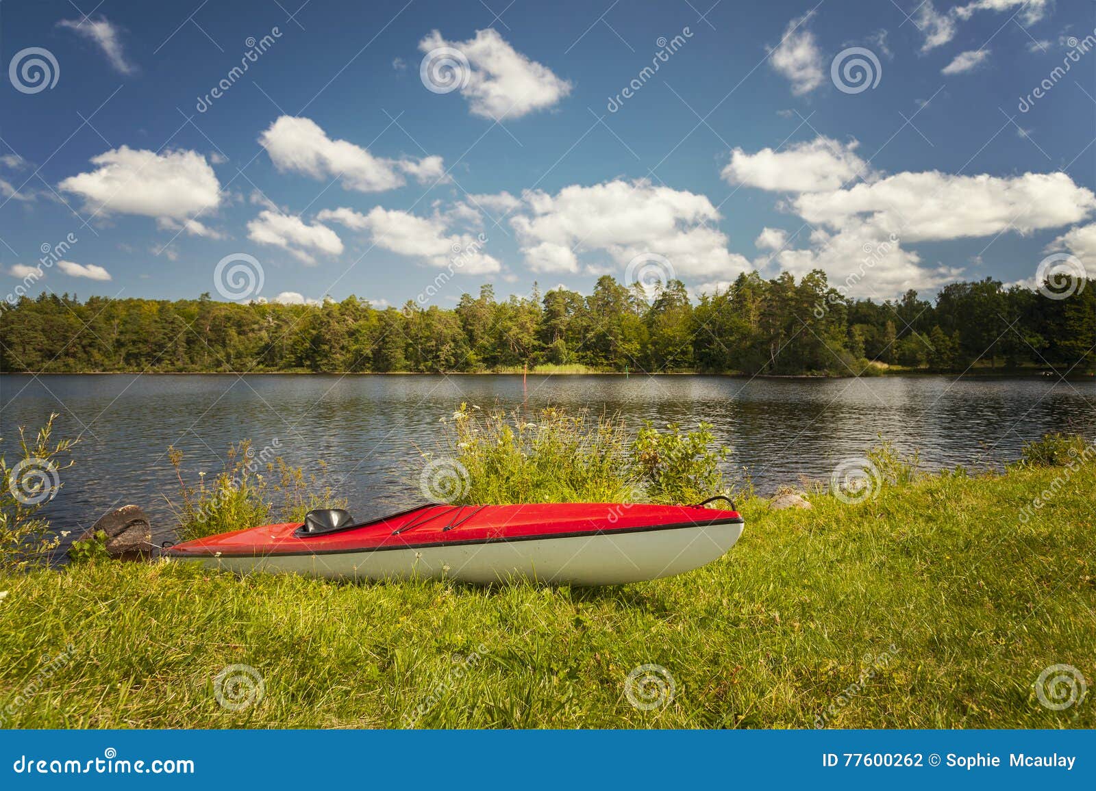 Empty canoe by lake stock photo. Image of paddling, peace - 77600262