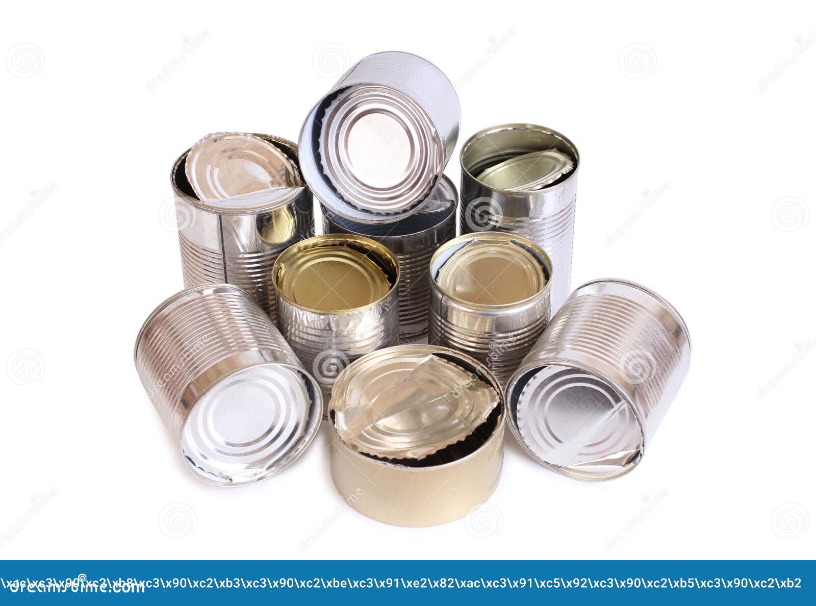 Empty cans seven stock image. Image of conservation - 202553905