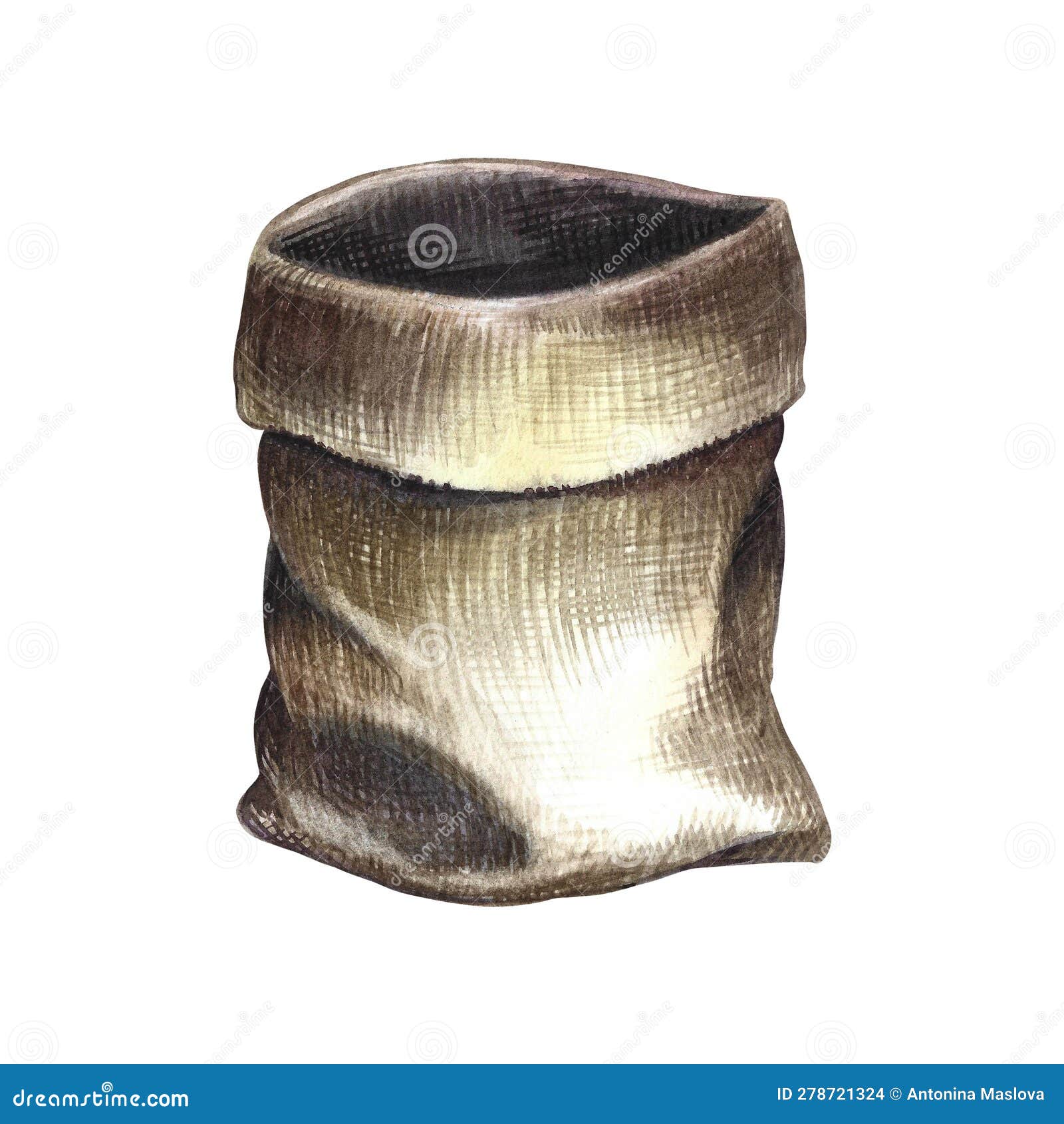 Empty Canvas Bag. Isolate on White Background. Watercolor Hand Drawn ...