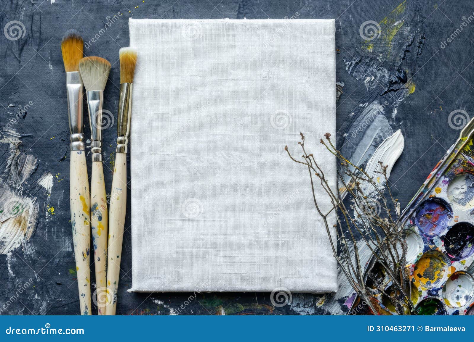 Empty Canvas with Paint Brushes. Generative AI Stock Image - Image of ...
