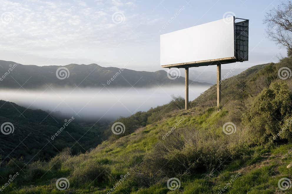 Empty Canvas: White Blank Billboard Placed in a Unique Location ...