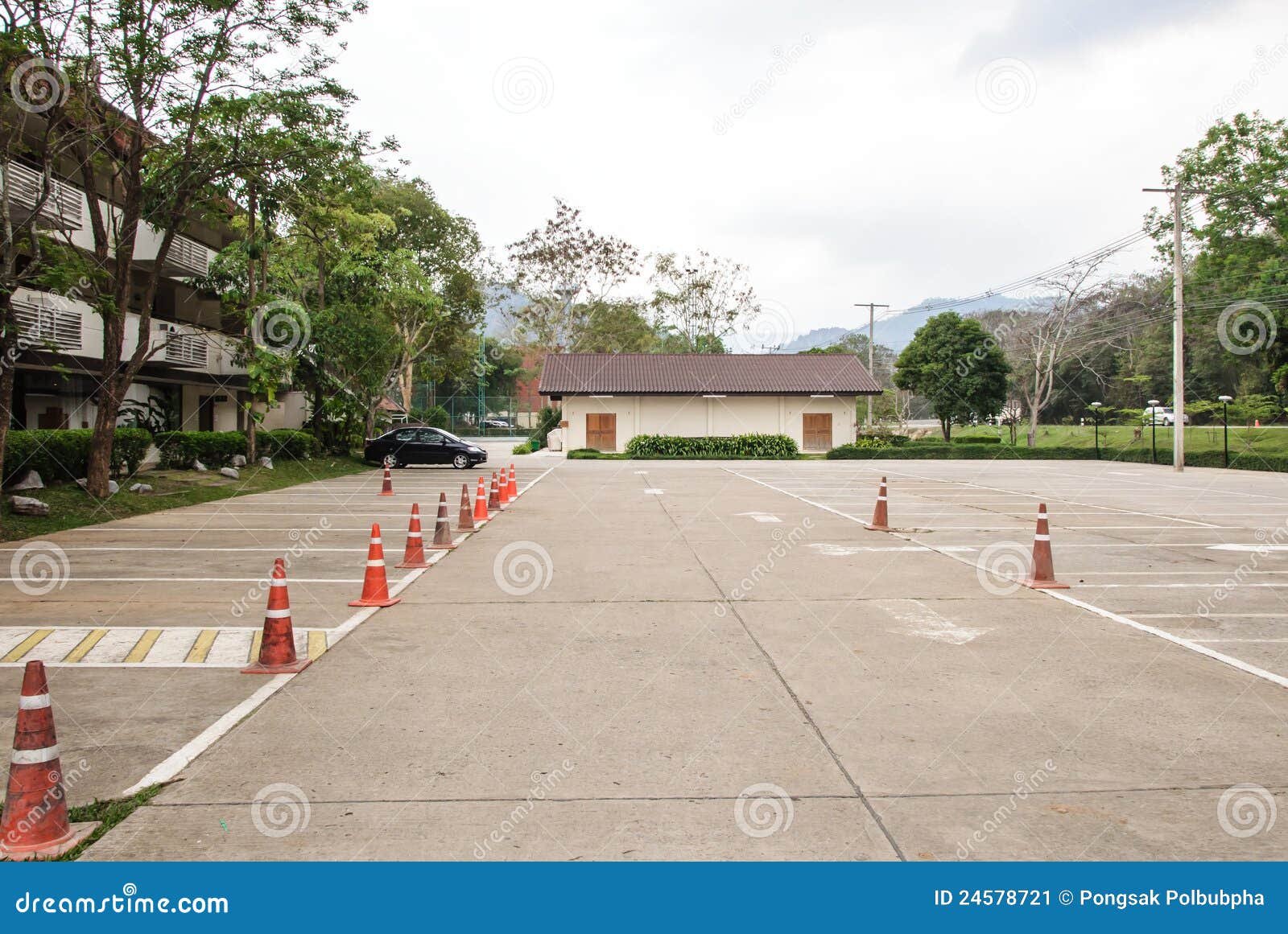 Empty car park . stock image. Image of house, grass, auto - 24578721