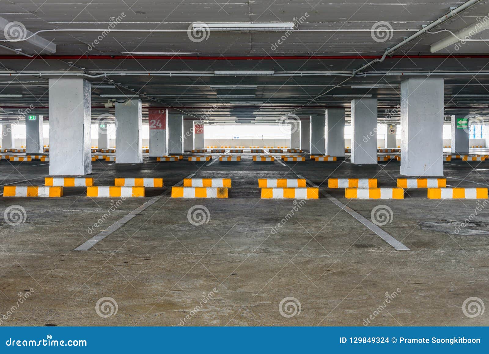 Empty car park stock photo. Image of parking, auto, basement - 129849324