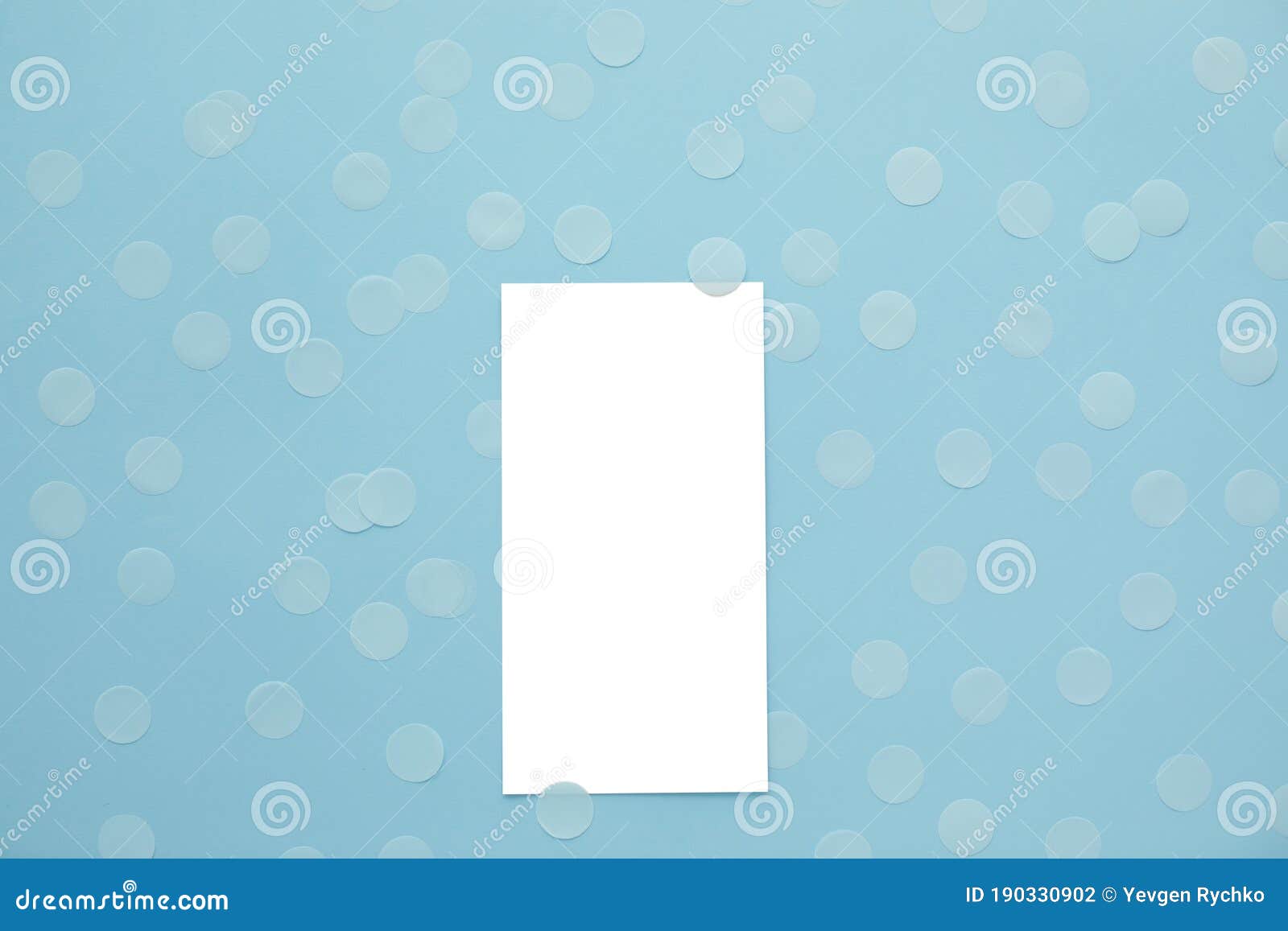 Empty Card on Blue Background. Mockup Template. Stock Photo - Image of ...