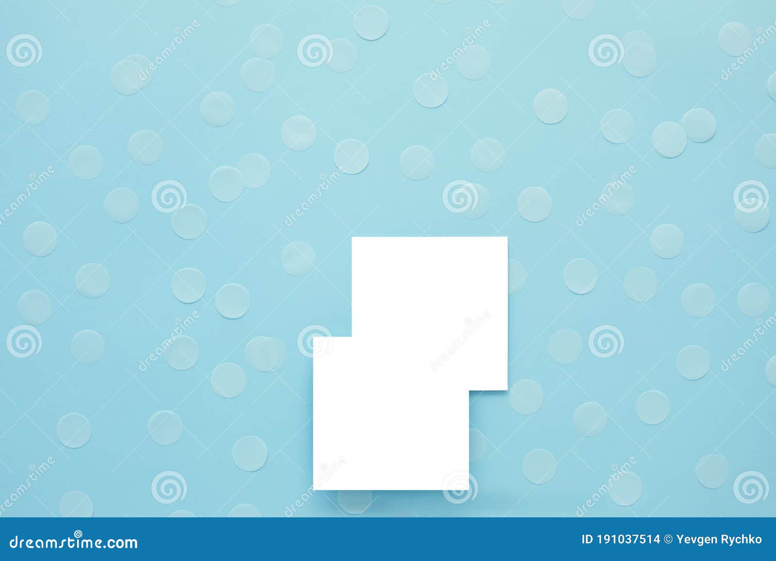 Empty Card on Blue Background. Mockup Template. Stock Photo - Image of ...
