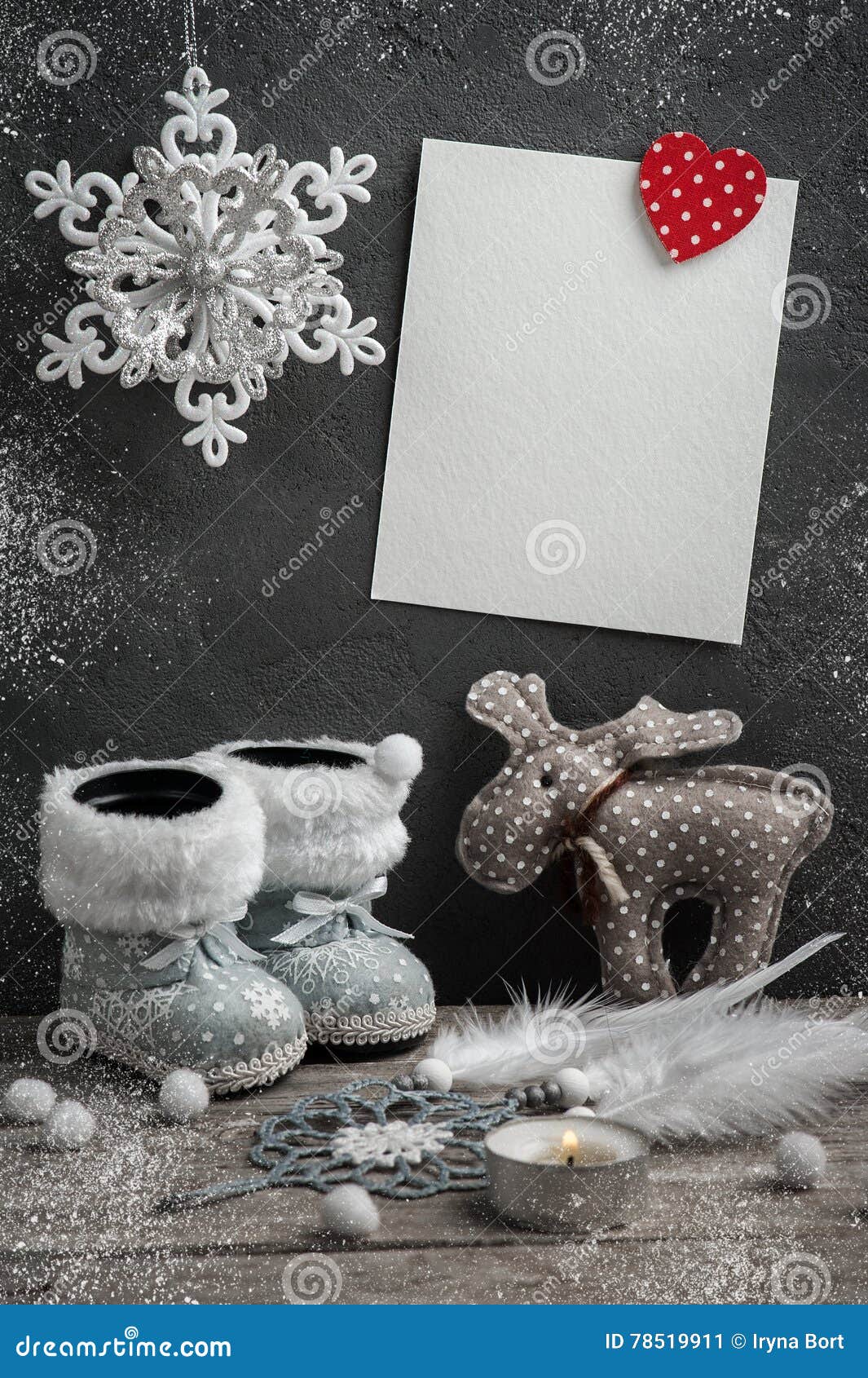 Empty Card and Christmas Decorations Stock Image - Image of glittery ...